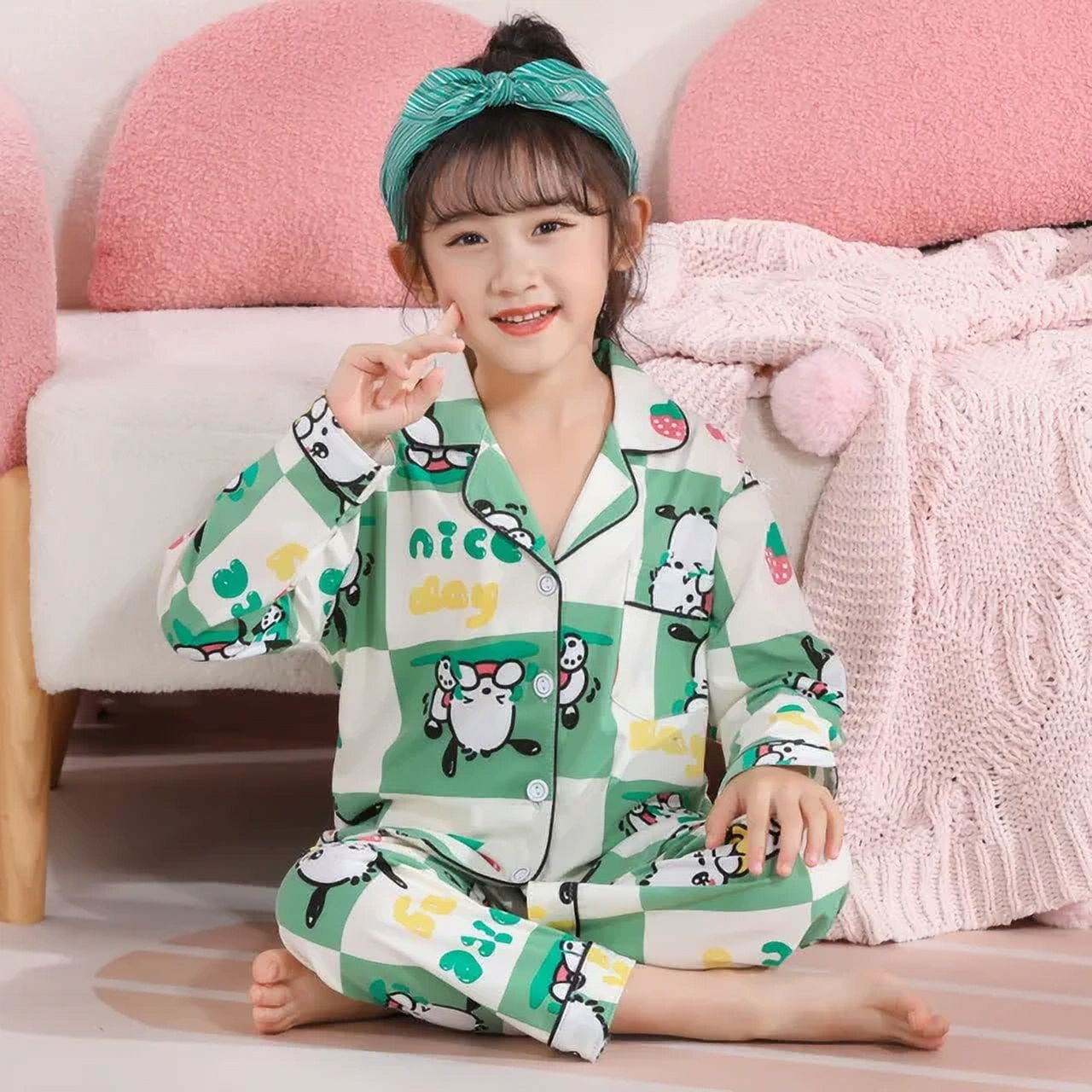 Spring Autumn Children Pajama Girl Sleepwear Miniso Kawaii Anime Kuromi ...