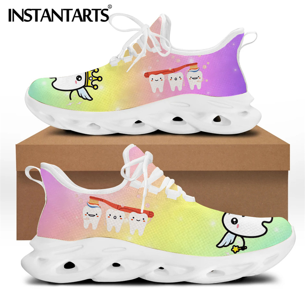 Spring Autumn Dental Shoes Woman Flats Sneaker Cute Cartoon Tooth ...