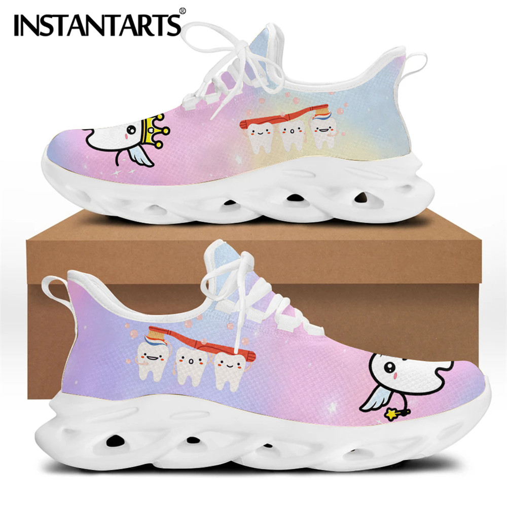 Spring Autumn Dental Shoes Woman Flats Sneaker Cute Cartoon Tooth ...