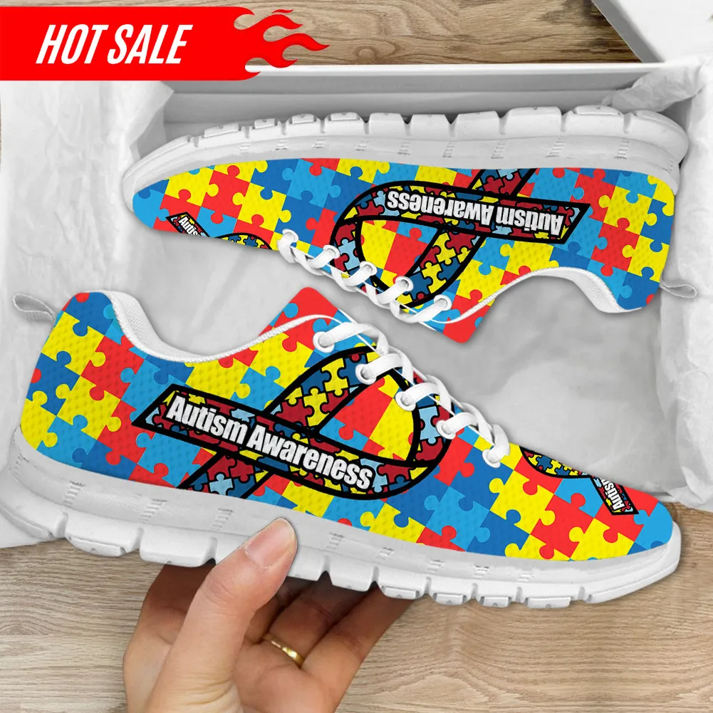 Spring Autumn Flat Shoes AIDS and Autism Cancer Awareness Pattern Women ...