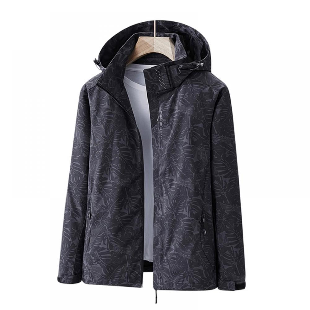 Spring Autumn Hooded Coat For Women,maple Leaf Print Windproof Jacket ...