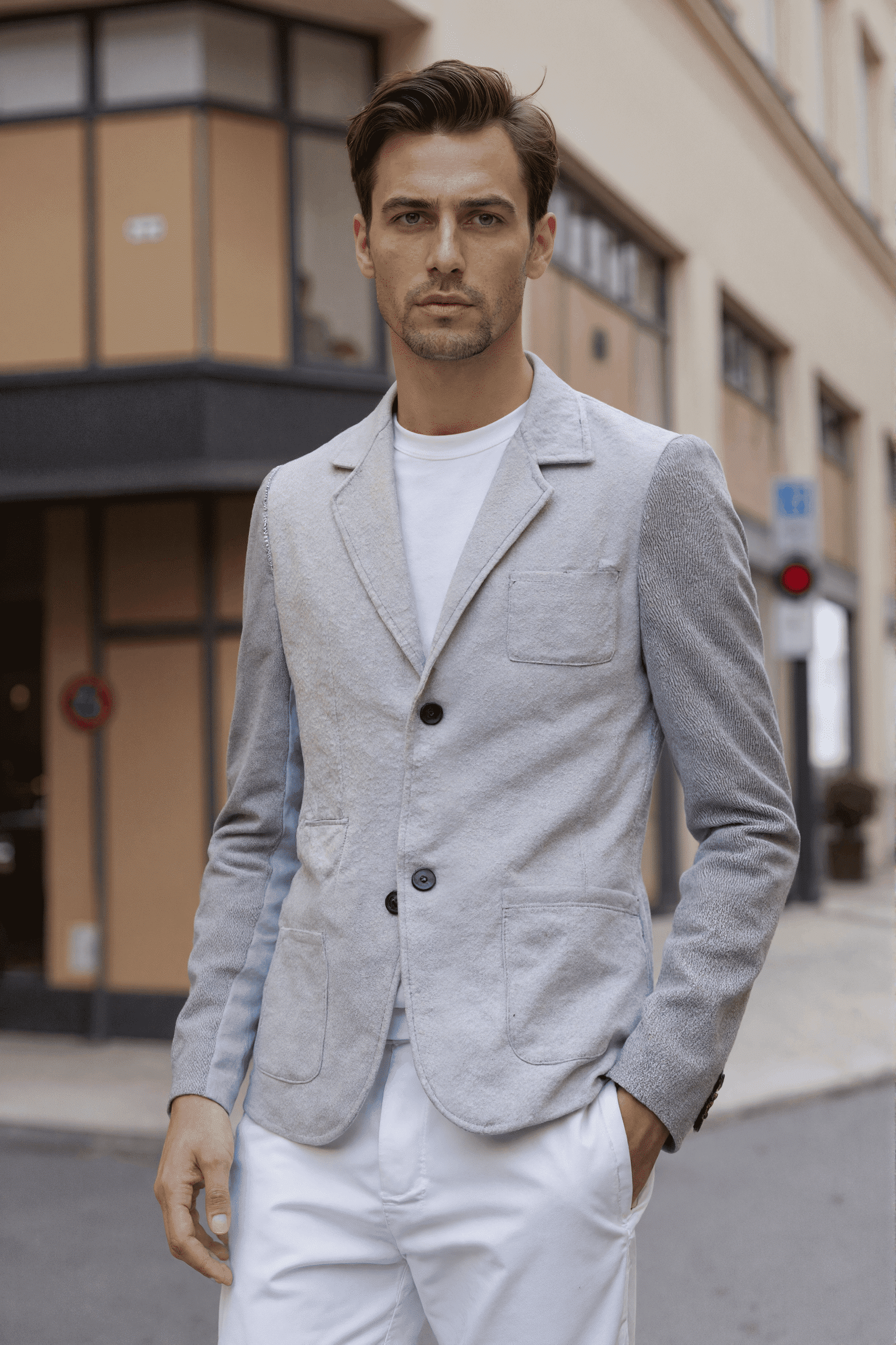 Spring/Autumn Men's Light Grey Blazer - Hand or Dry Wash, Ideal for ...