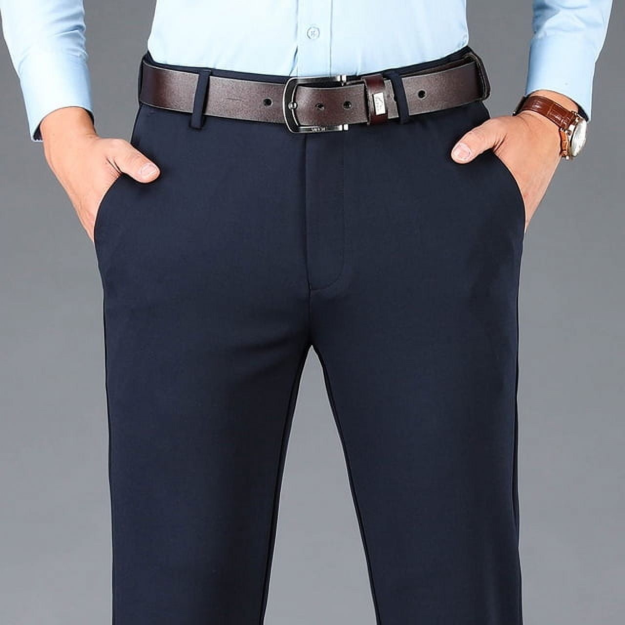 Spring Autumn Men‘s Smart Casual Pants Black Navy Blue Suit Pants ...