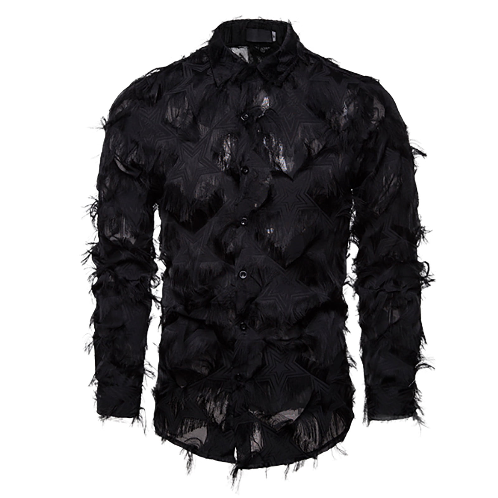 Spring/Autumn Men's Trendy 3D Feather Long Sleeve Shirts - Stage ...