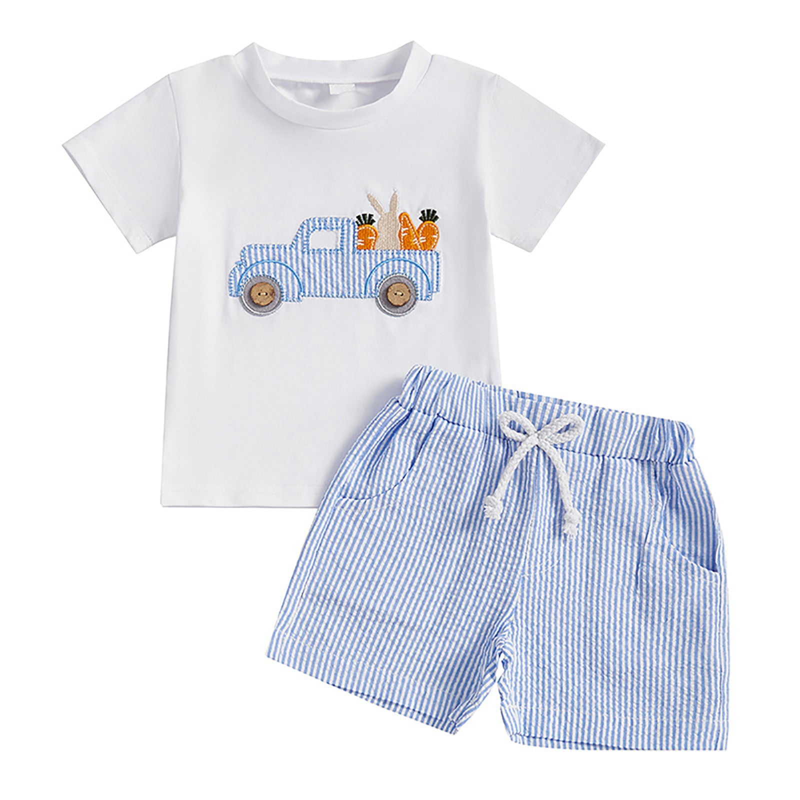 Spring Baby Clothes Little Boy Easter Outfit Cotton Bunny Short Sleeve ...