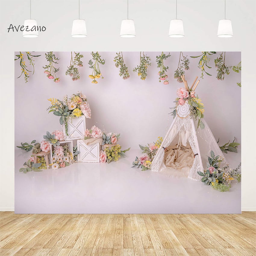 Spring Backdrop Photography Flowers Tent Camp Newborn Kids Birthday ...