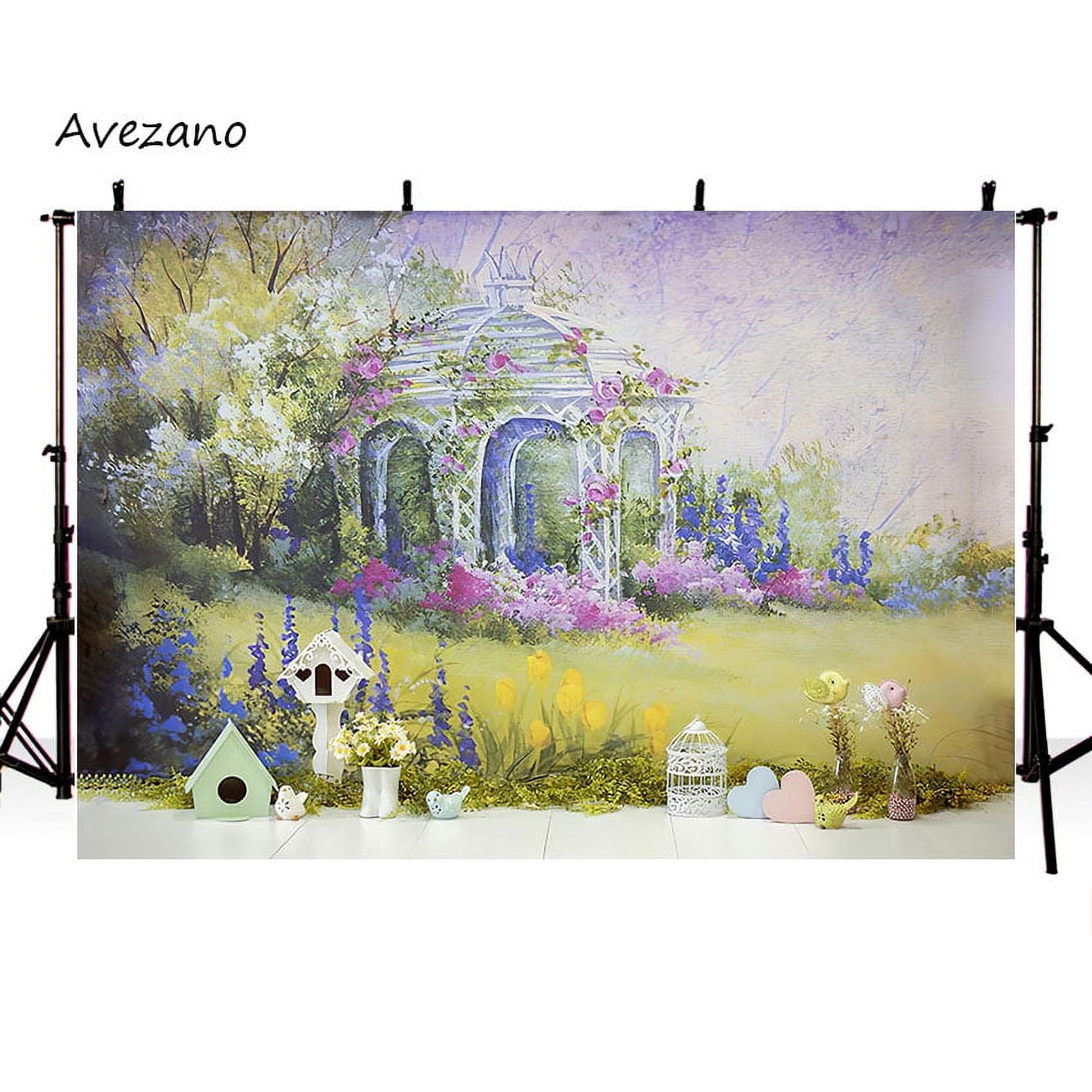 Spring Backdrop Photography Oil Painting Flower Bird Cage Kids Birthday ...