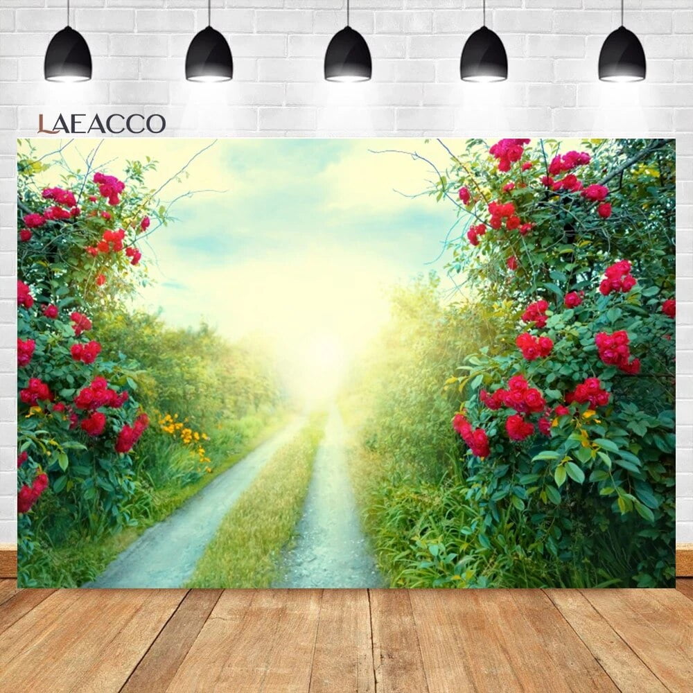 Spring Backdrop Rural Forest Trees Backdrop Blooming Flowers Green ...