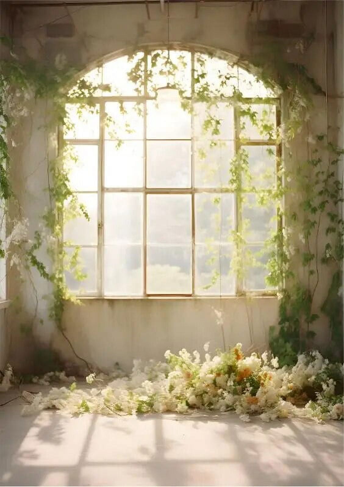 Spring Backdrop Vintage White Wall Room Window Green Leaves Wedding ...