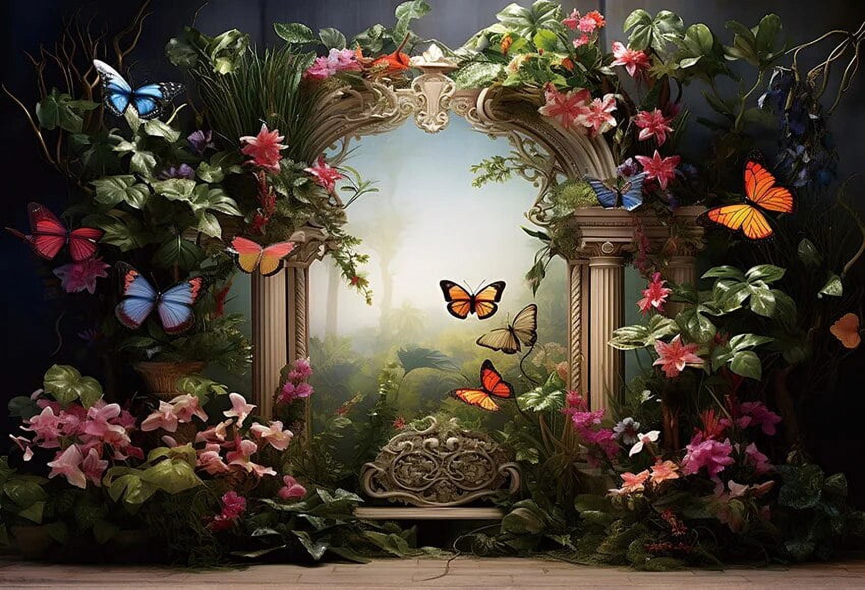 Spring Backdrop Wonderland Jungle Butterflyies Baby Shower Decor Banner ...