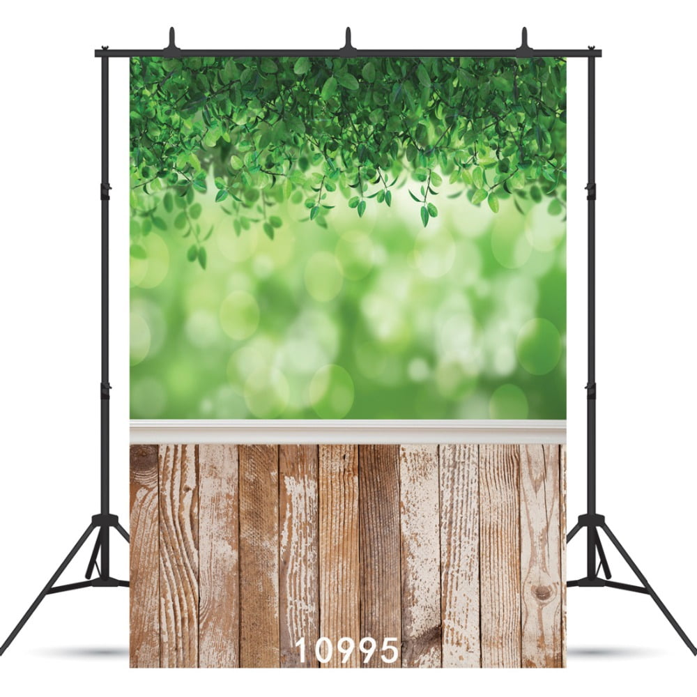 Spring Backdrops Green Tree Wooden Floor Plank Baby Natural Scene Vinyl ...