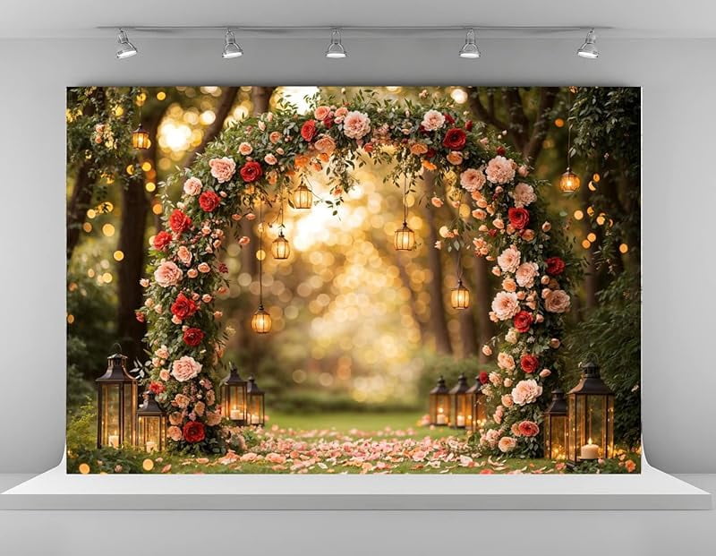 Spring Backdrops for Photography Flower Gate Background Glitter Lights ...