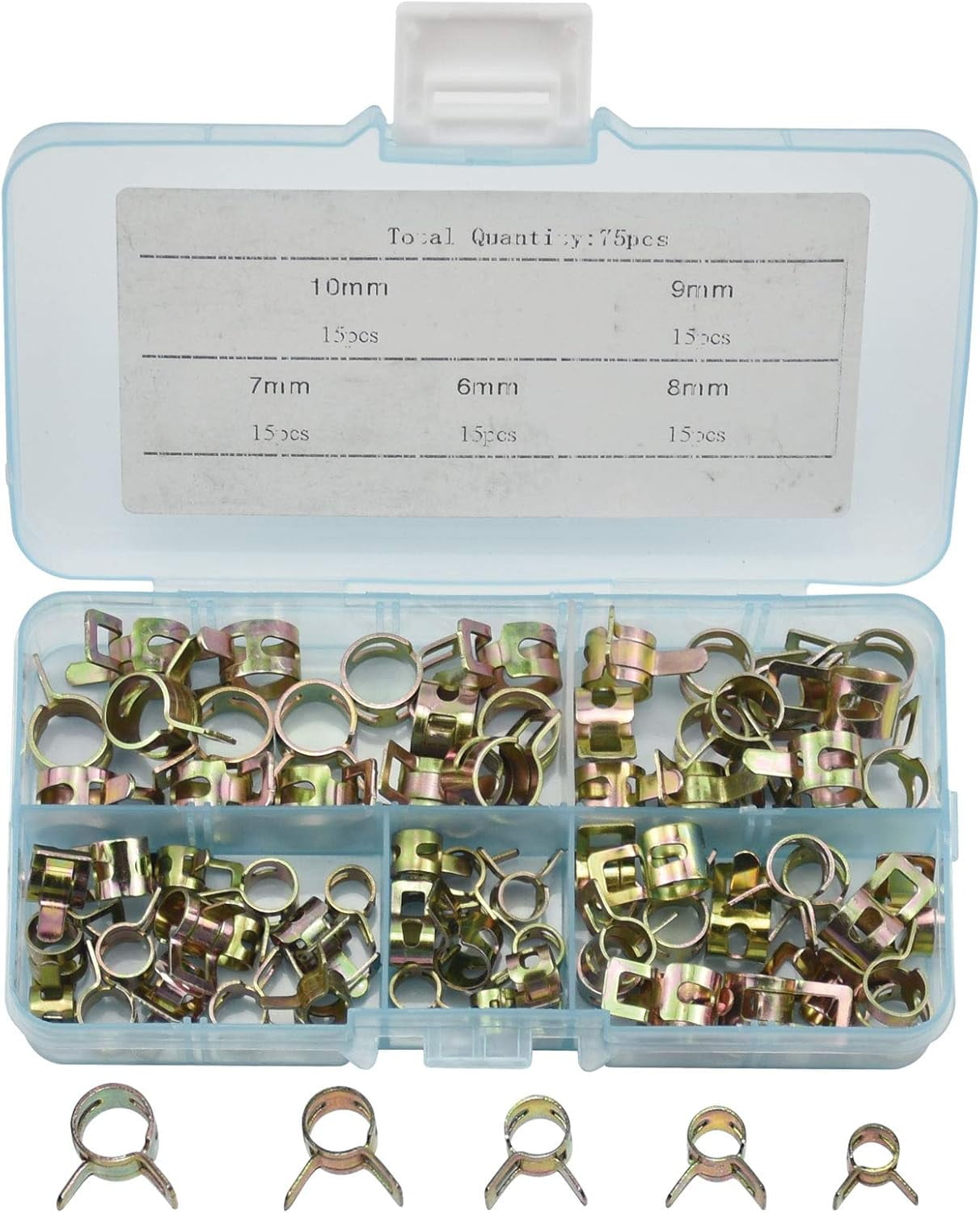 Spring Band Hose Clamps, Premium 65Mn Spring Steel Assortment Kit ...