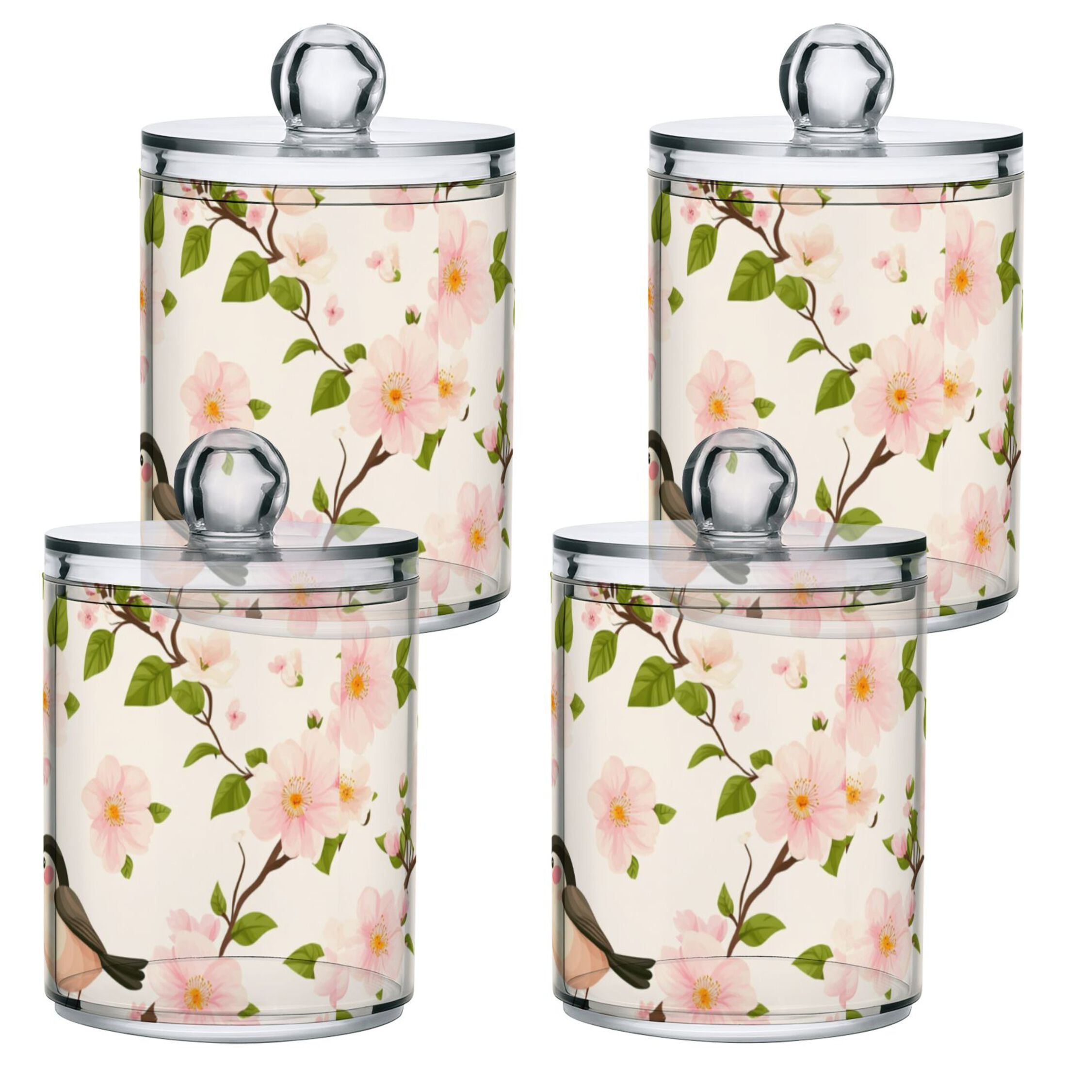 Spring Bathroom Canisters Set of 4 Translucent Plastic Storage for ...
