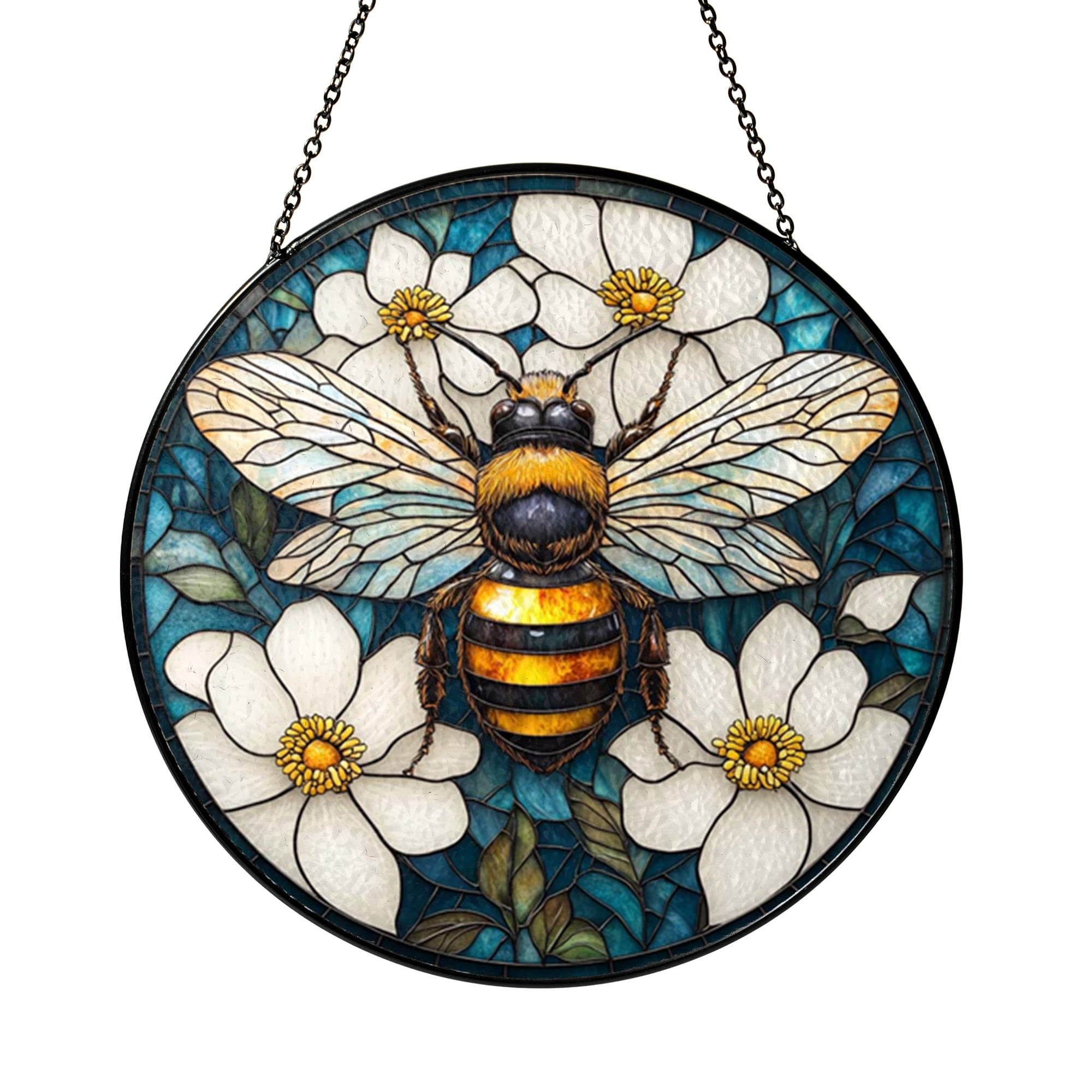Spring Bee Daffodil Stained Glass Style Suncatcher, Floral Window ...