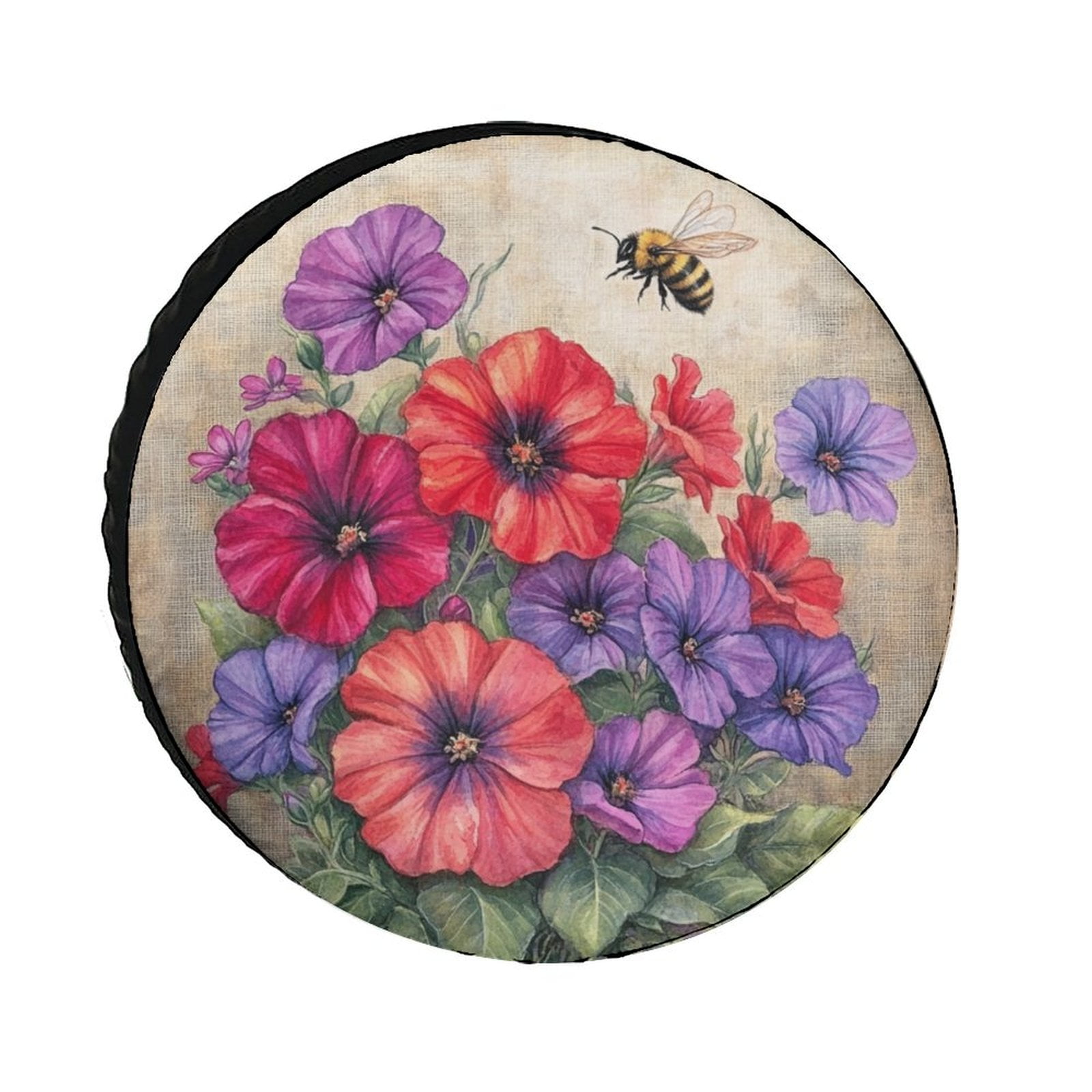 Spring Bee Red Geranium Spare Tire Cover Floral Seasonal Wheel ...