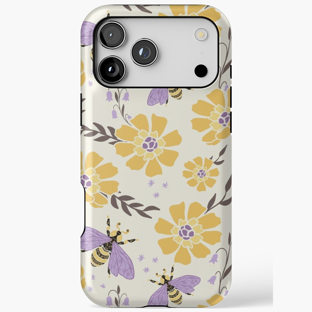Spring Bees Pattern Lavender Purple iPhone Case 17 to 11 Pro Max ...