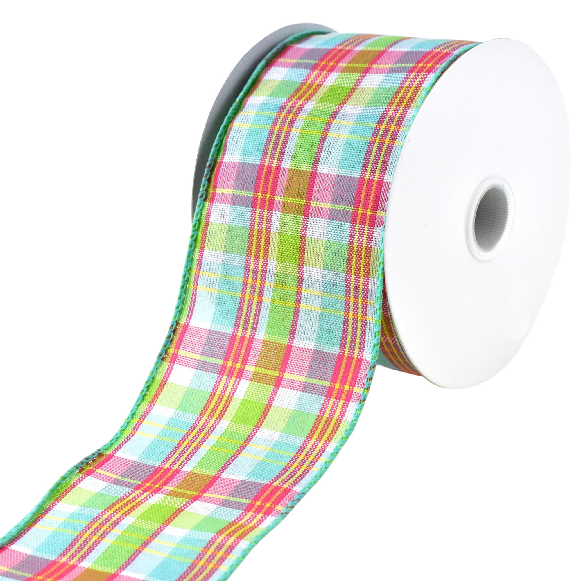 Spring Bertie Plaid Wired Ribbon, 2-1/2-inch, 10-yard, Aqua - Walmart.com