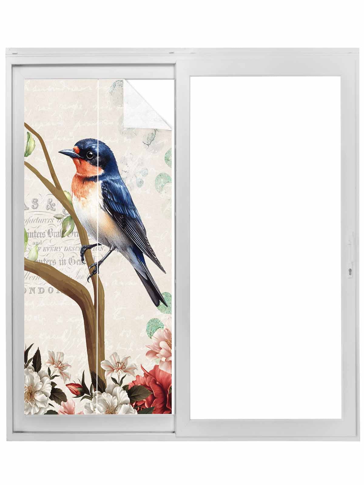 Spring Bird Branch Window Privacy Film Stained Glass Window Film ...
