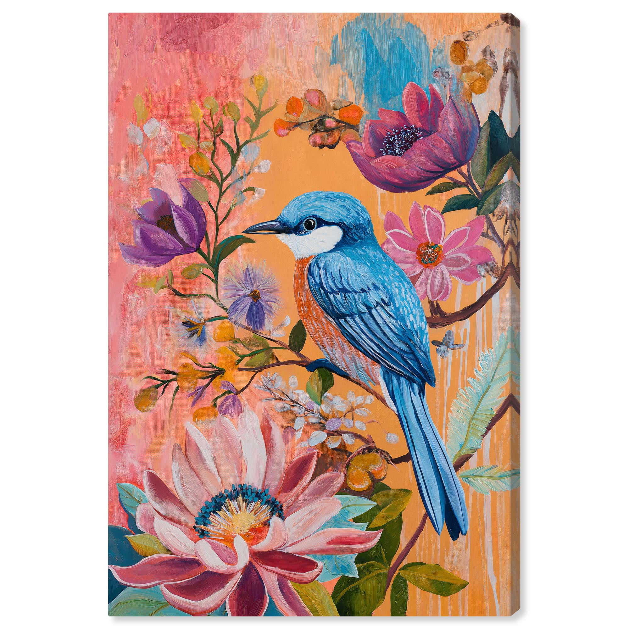 Spring Bird Canvas Chic Floral Art by Art Remedy, Gallery Wrapped, 30 x ...