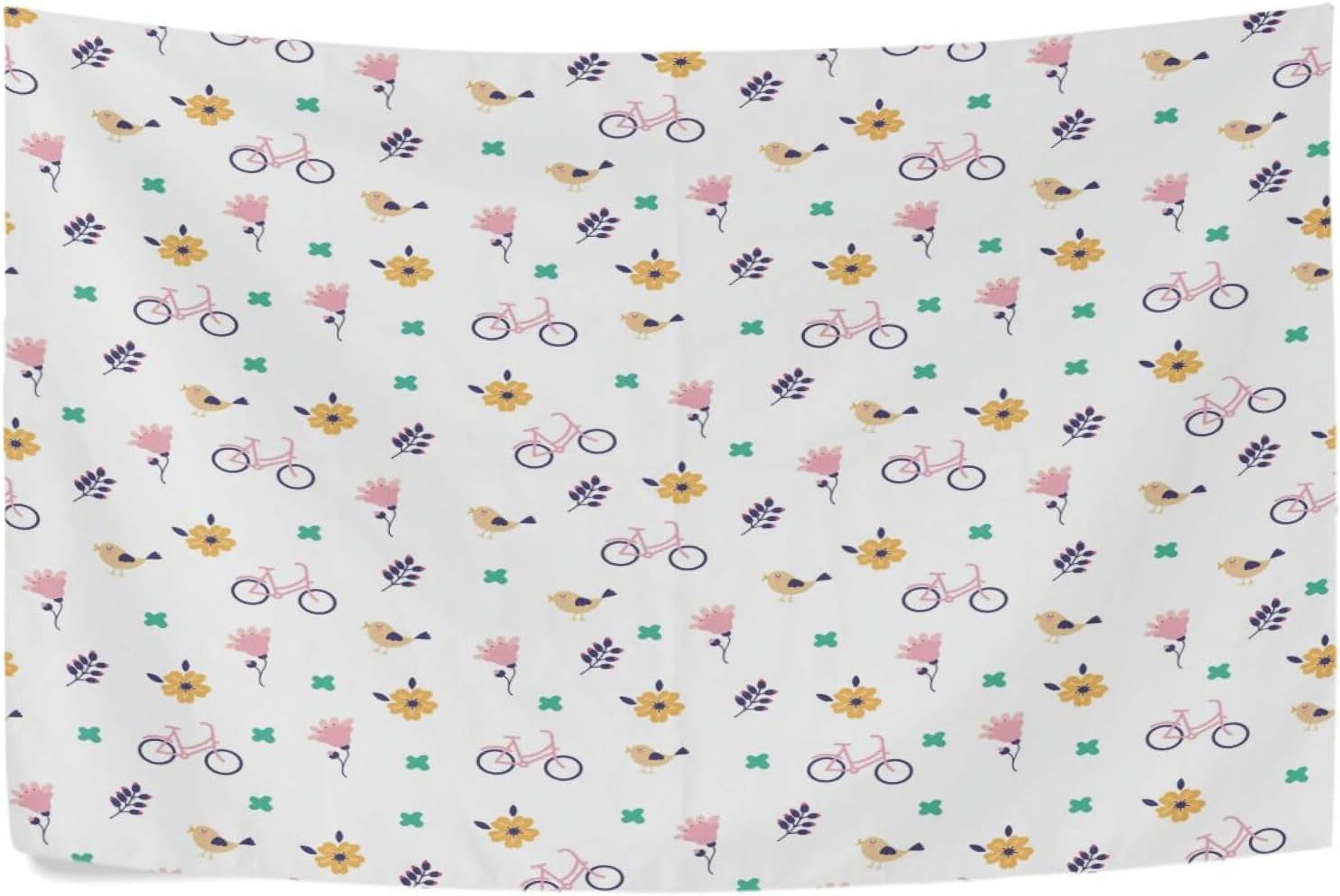 Spring Bird Flower Bicycle Tapestry Wall Hanging Tapestries Happy ...