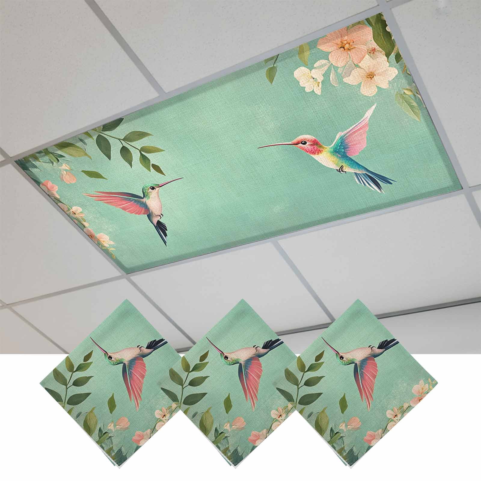 Spring Bird Flowers Magnetic Fluorescent Light Covers for Ceiling ...