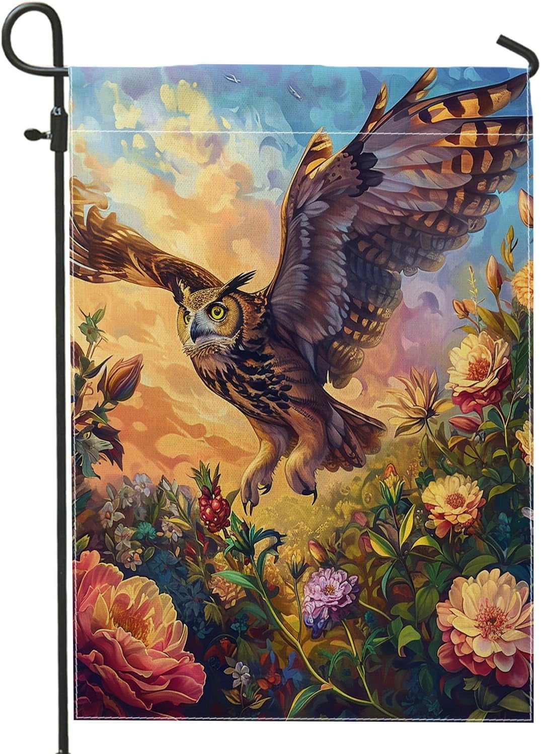 Spring Bird Garden Flag Flowers In Clusters Fantasy Realistic Sky Cloud ...