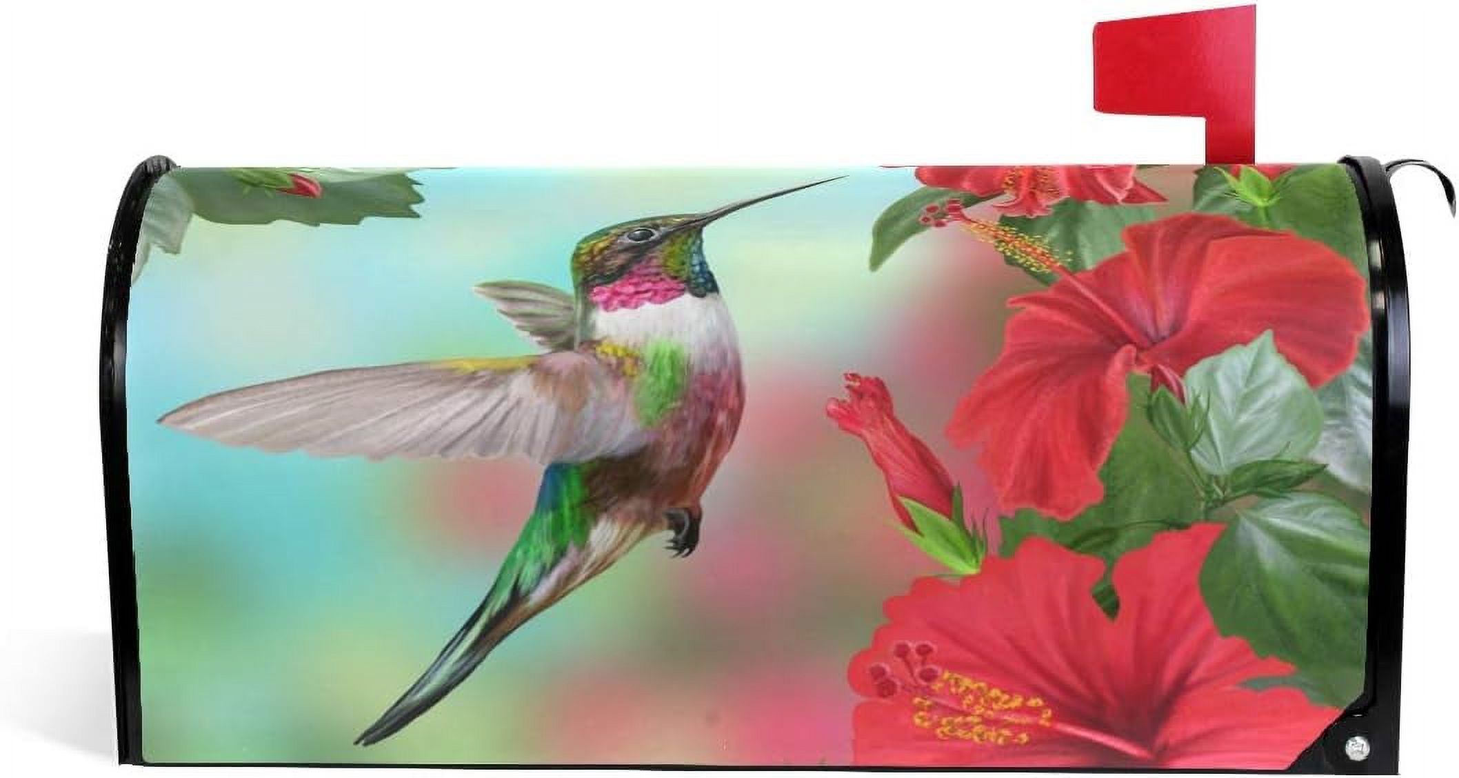 Spring Bird Hummingbird and Flowers Magnetic Magnetic Mailbox Cover ...