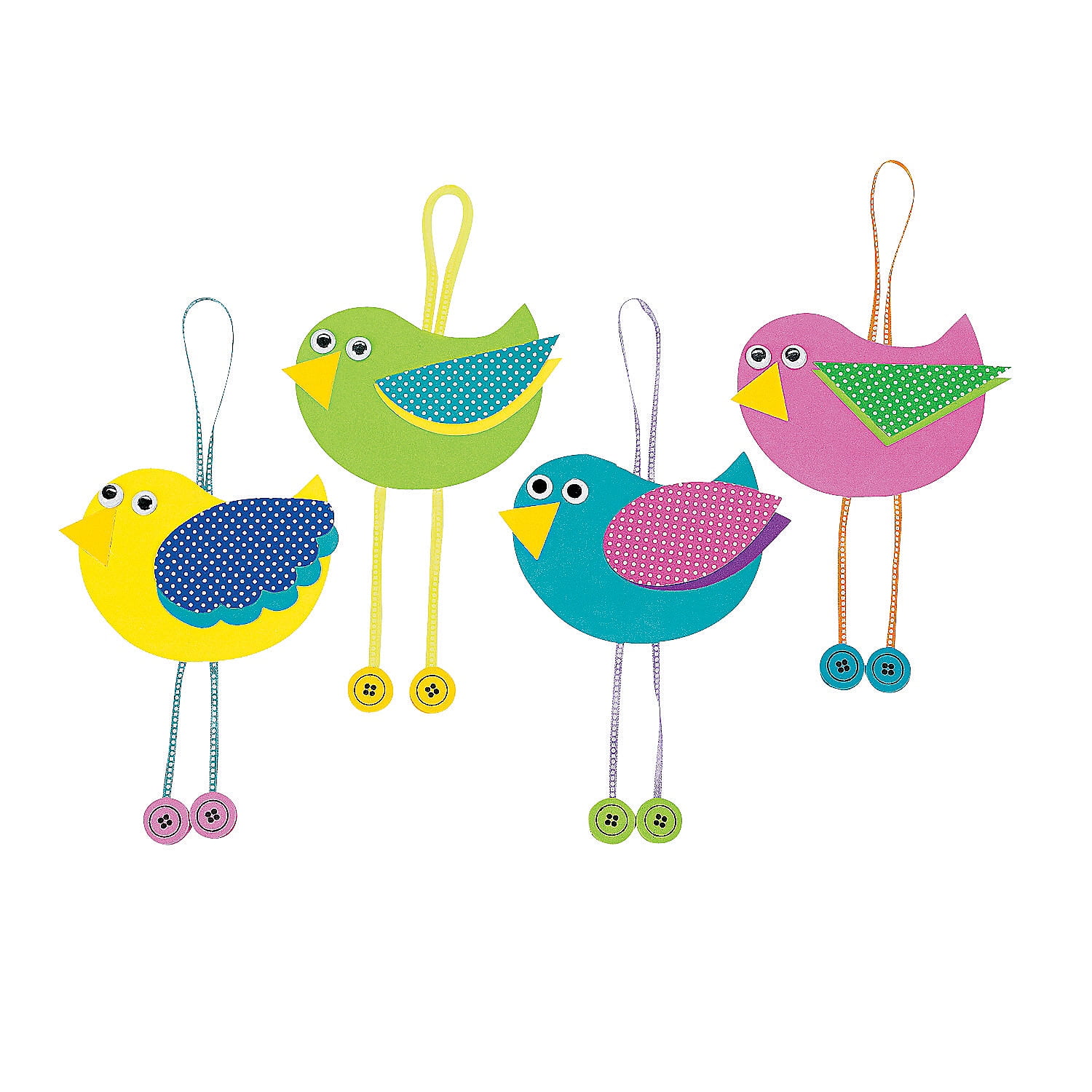 Spring Bird Paper Ornaments Craft Kit - Craft Kits - 12 Pieces ...