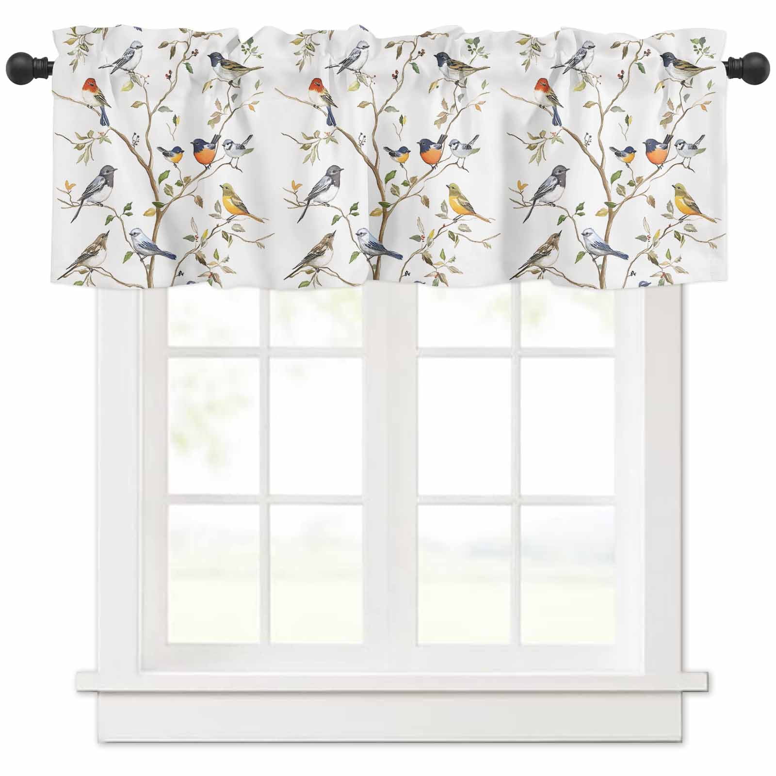 Spring Bird Valances for Windows Farmhouse Kitchen Curtains Valances ...