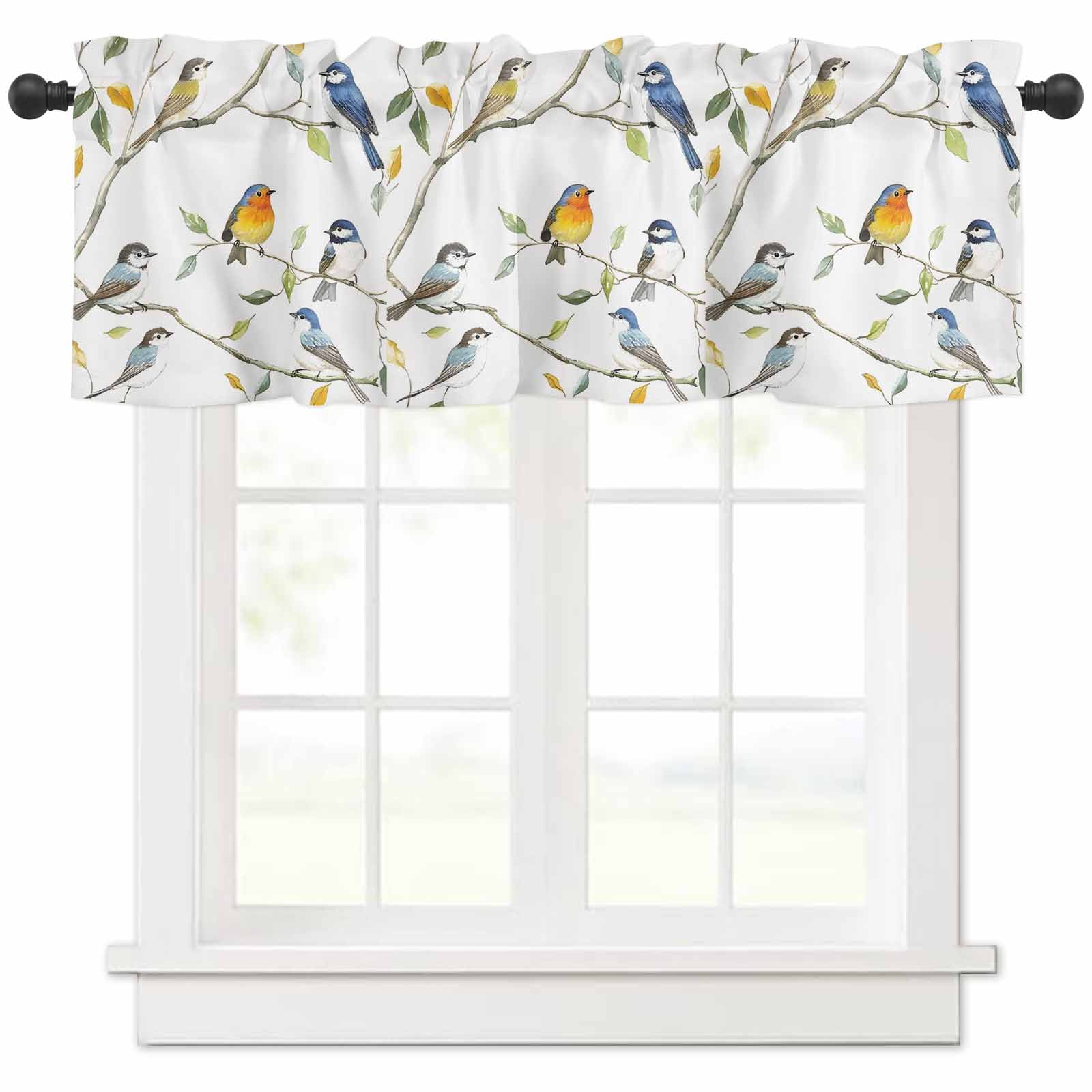 Spring Bird Valances for Windows Farmhouse Kitchen Curtains Valances ...
