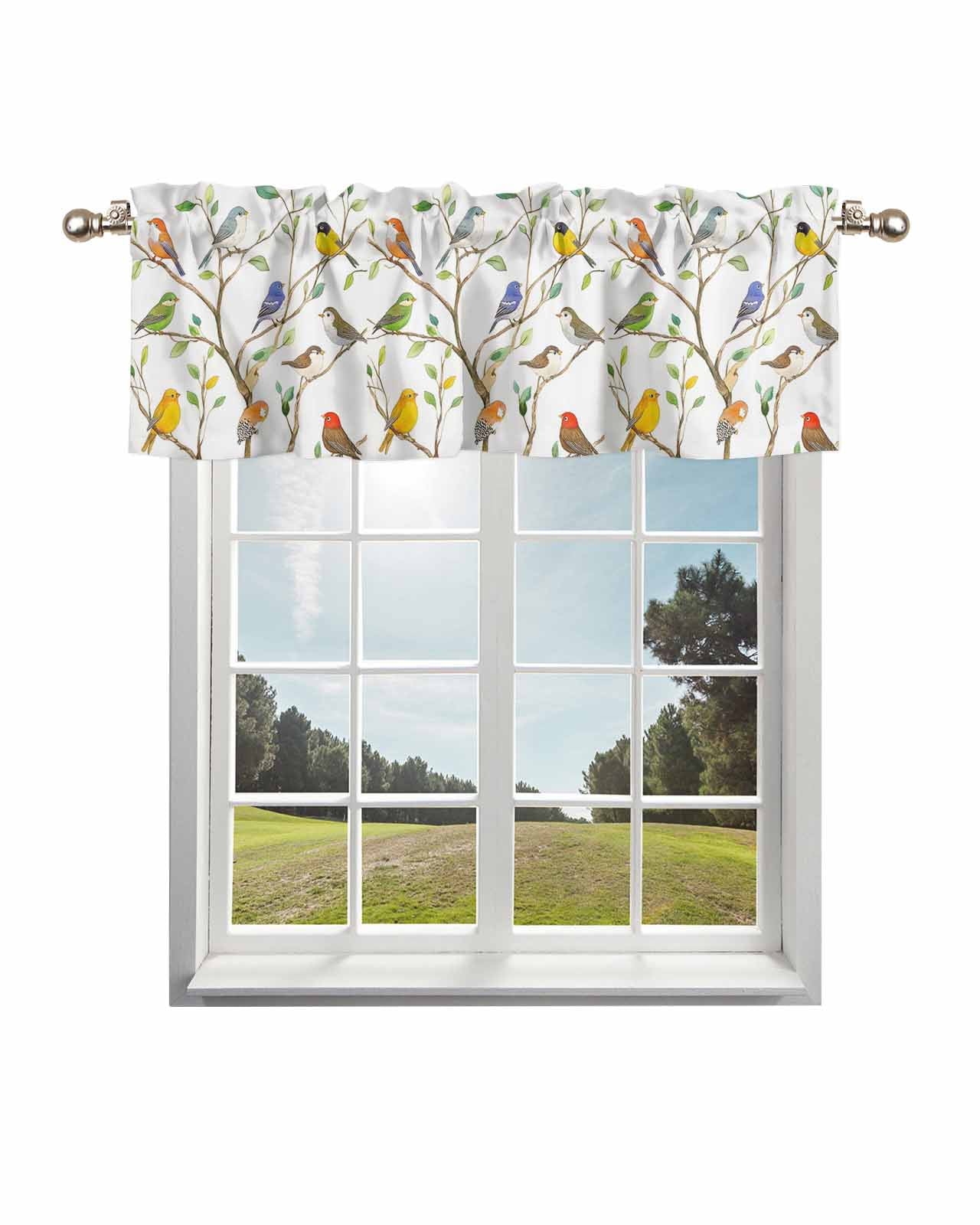 Spring Birds Curtain Valance for Windows/Living Room/Kitchen/Bathroom ...