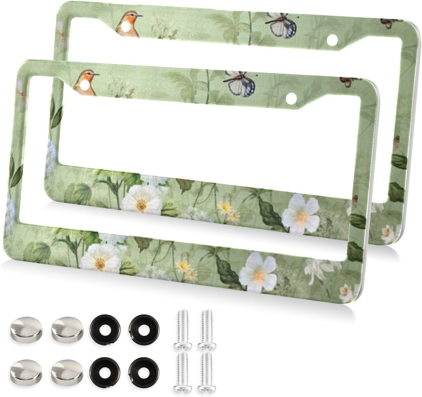 Spring Birds Floral License Plate Frames - Universal Aluminum License ...
