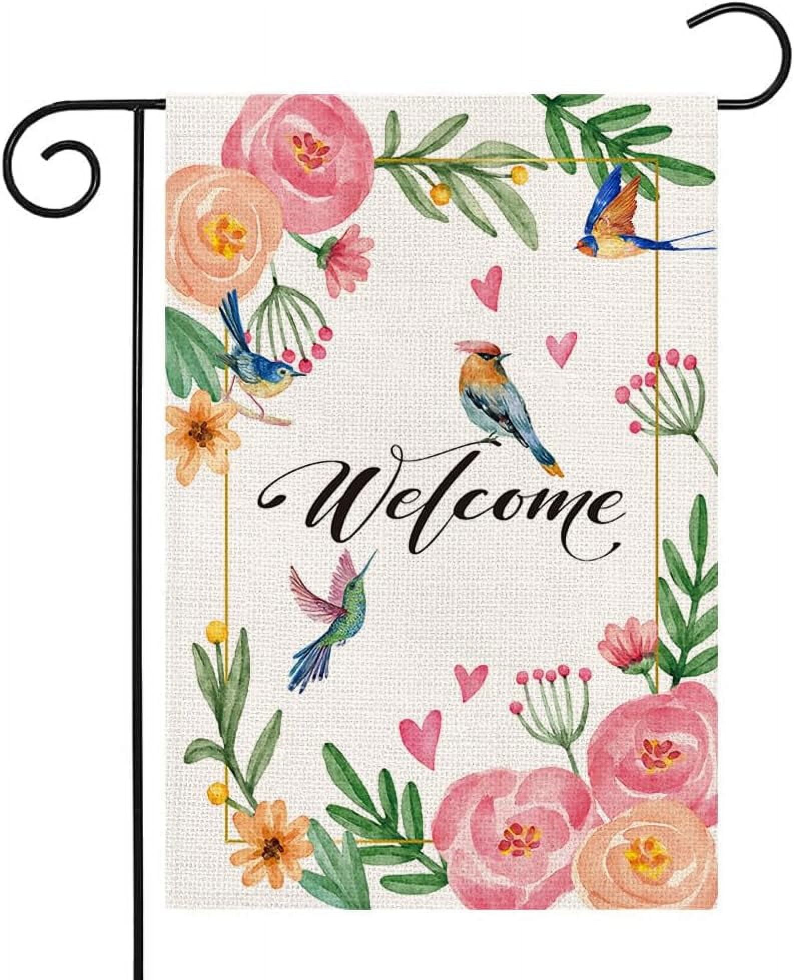 Spring Birds Flower Plant Garden Flags Small Signs Vertical Double ...
