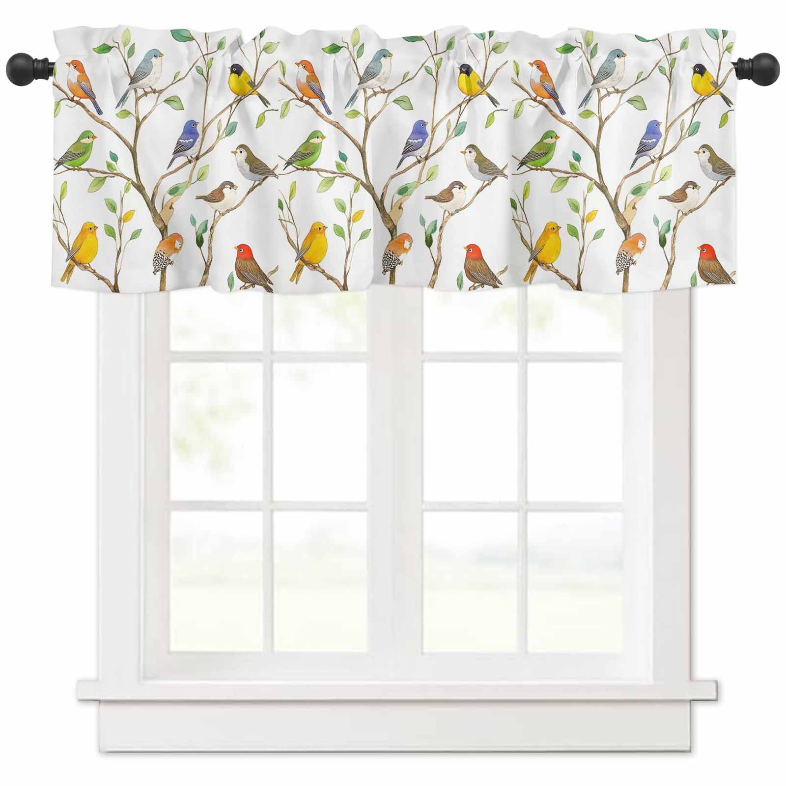 Spring Birds Valances for Windows Farmhouse Kitchen Curtains Valances ...
