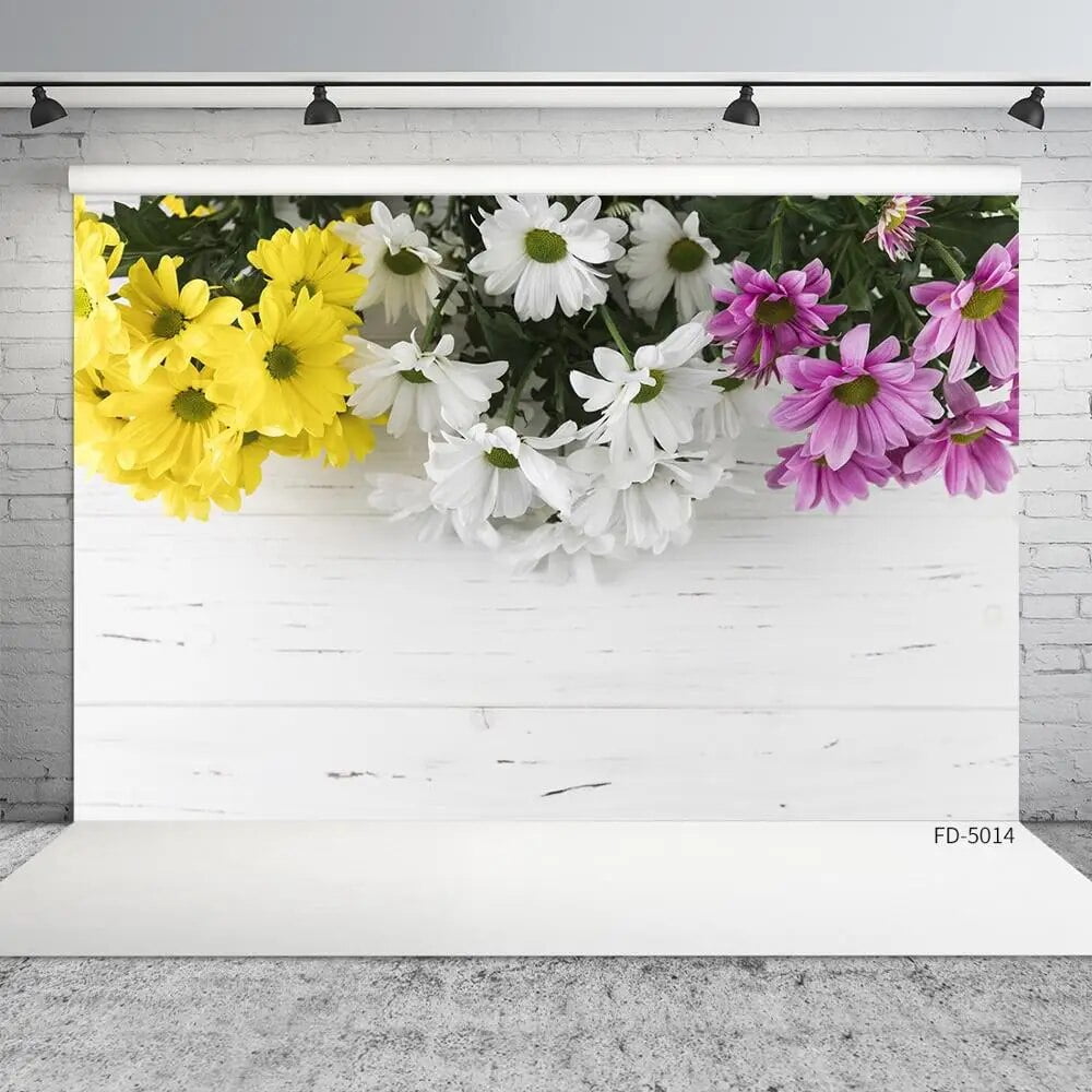 Spring Bloom Colours Flower Wooden Board Vinyl Backdrops Party Baby ...