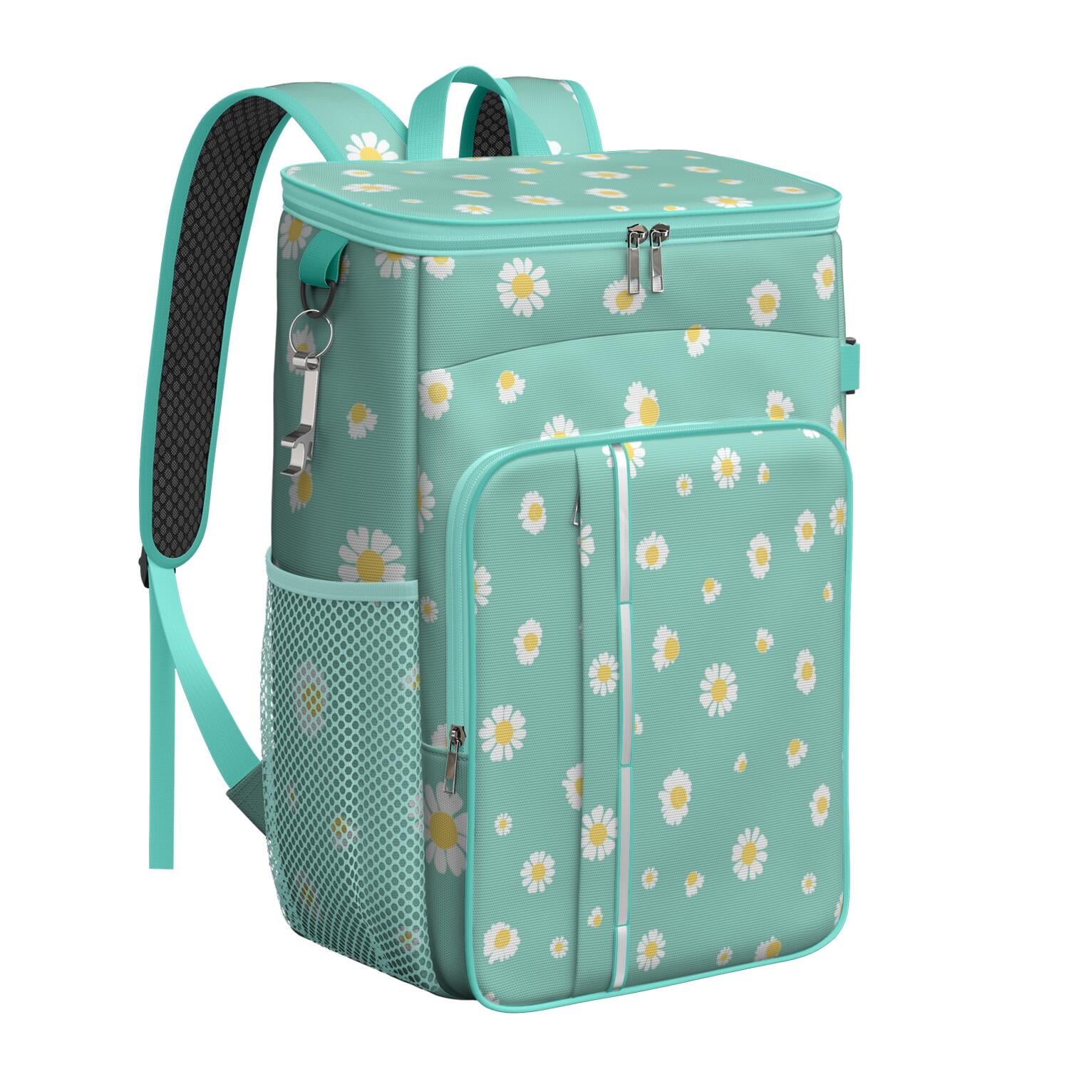 Spring Bloom Daisy Backpack Cooler, Leakproof Boho Floral Lunch Bag for ...
