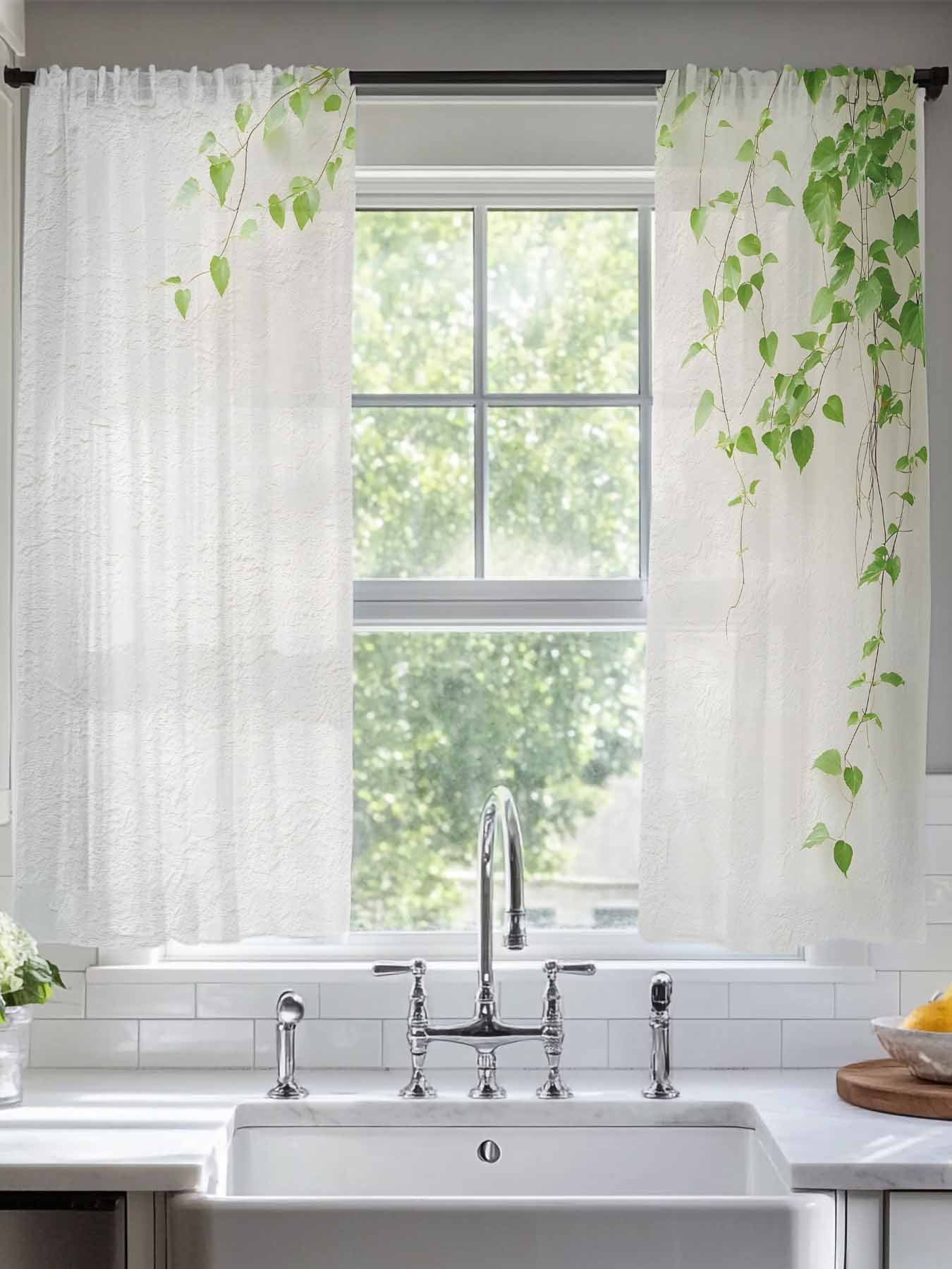 Spring Blooms Botanical Sheer Curtains for Living Room Bedroom Pastoral ...
