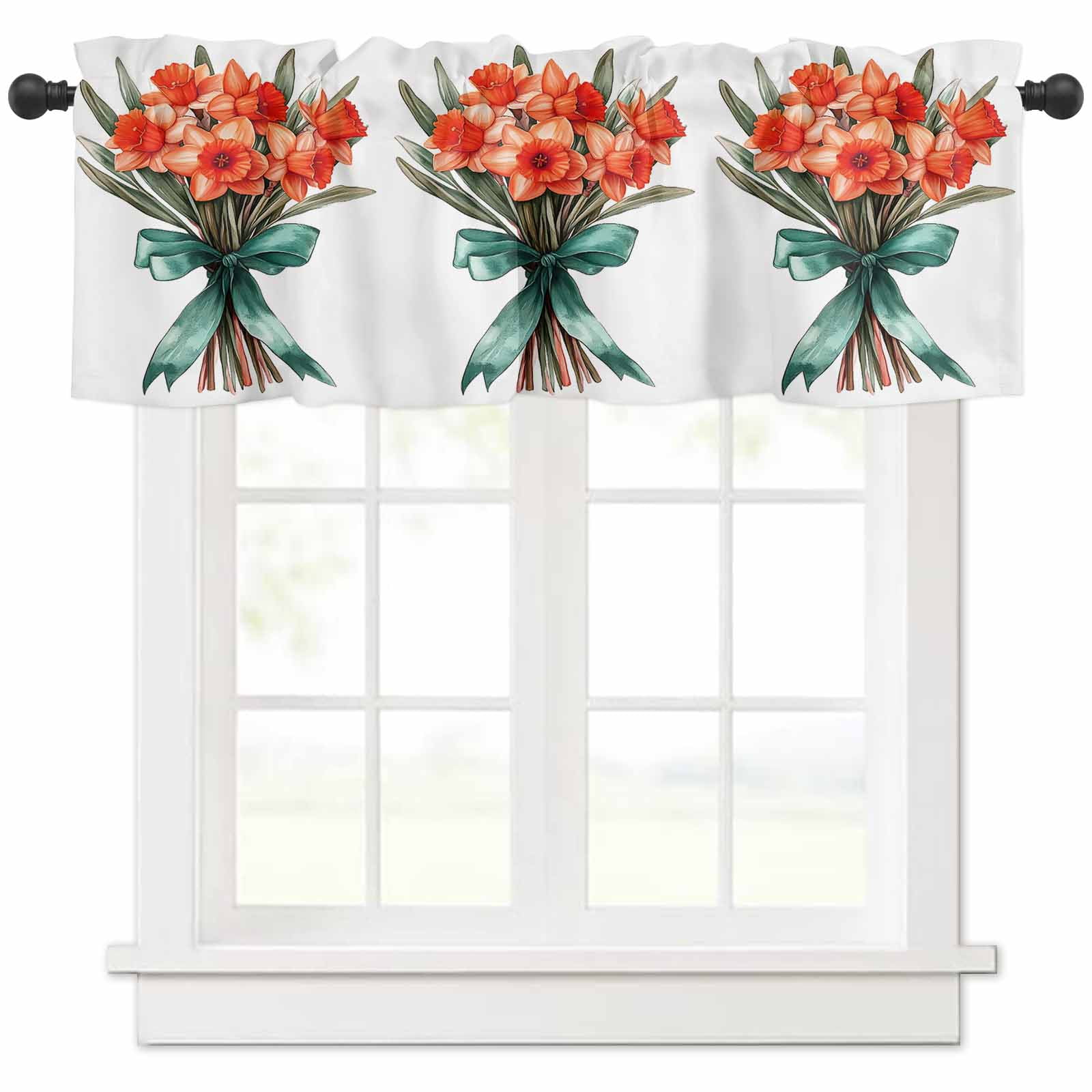 Spring Blooms Botanical Valances for Windows Farmhouse Kitchen Curtains ...