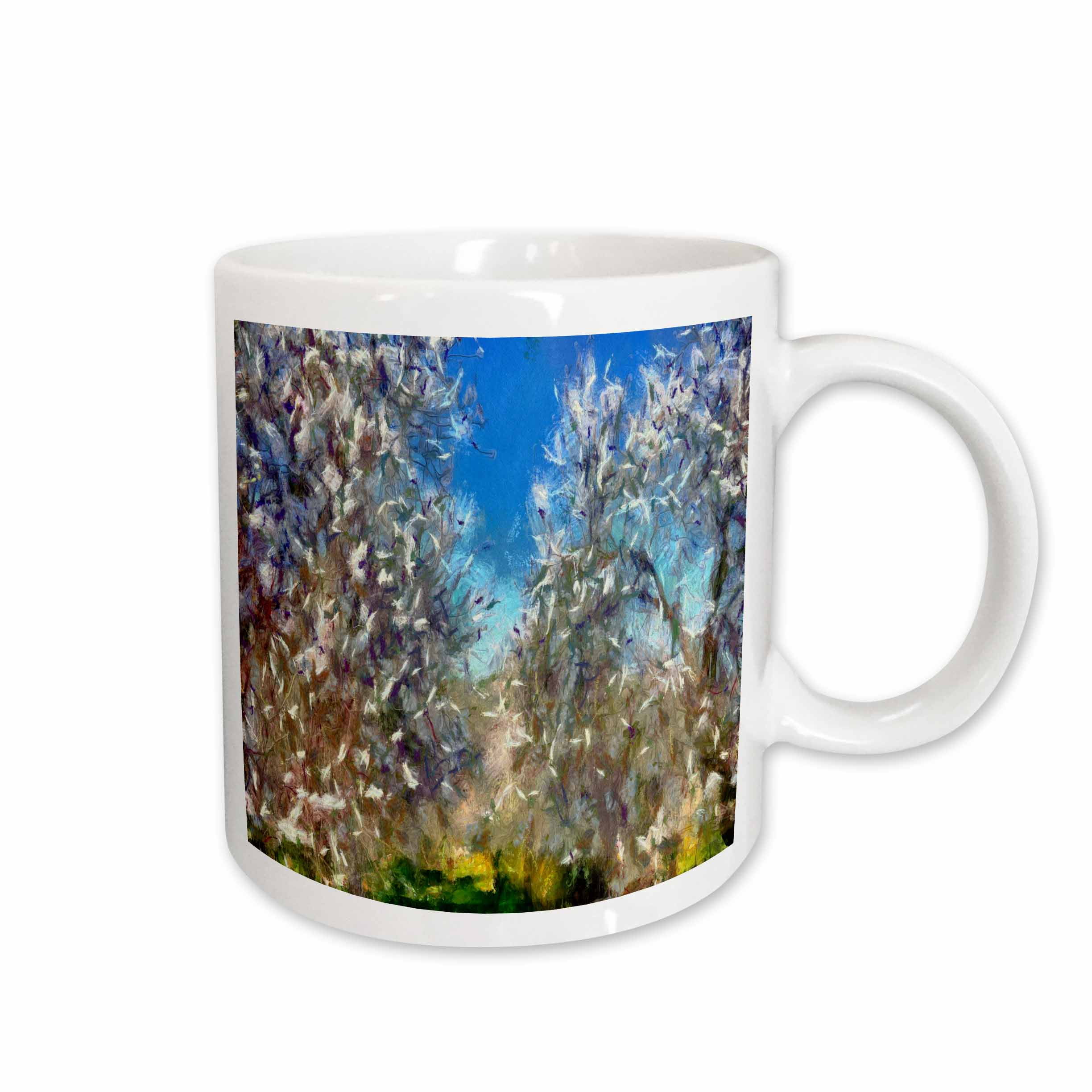 3drose, Spring Blossom Almond Tree Pointillism Artwork, 15oz Mug ...