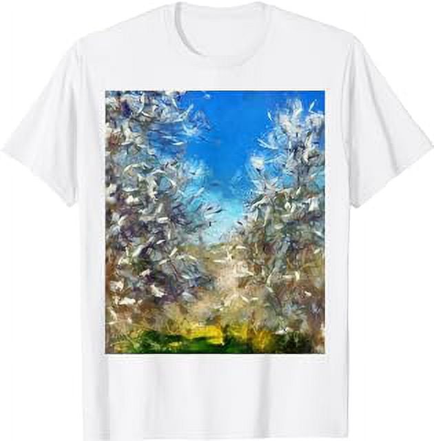 Spring Blossom Almond Tree Pointillism Artwork T-Shirt - Walmart.com