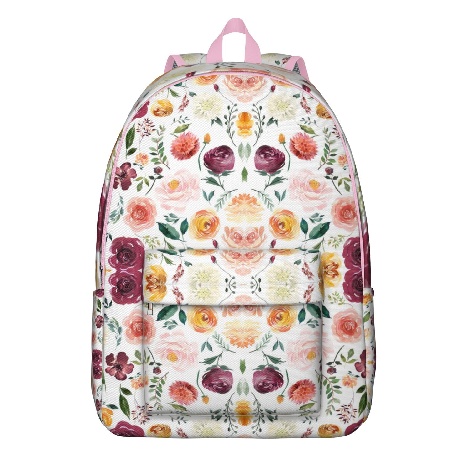 Spring Blossom Backpack - Waterproof Floral School Bag with Bright ...