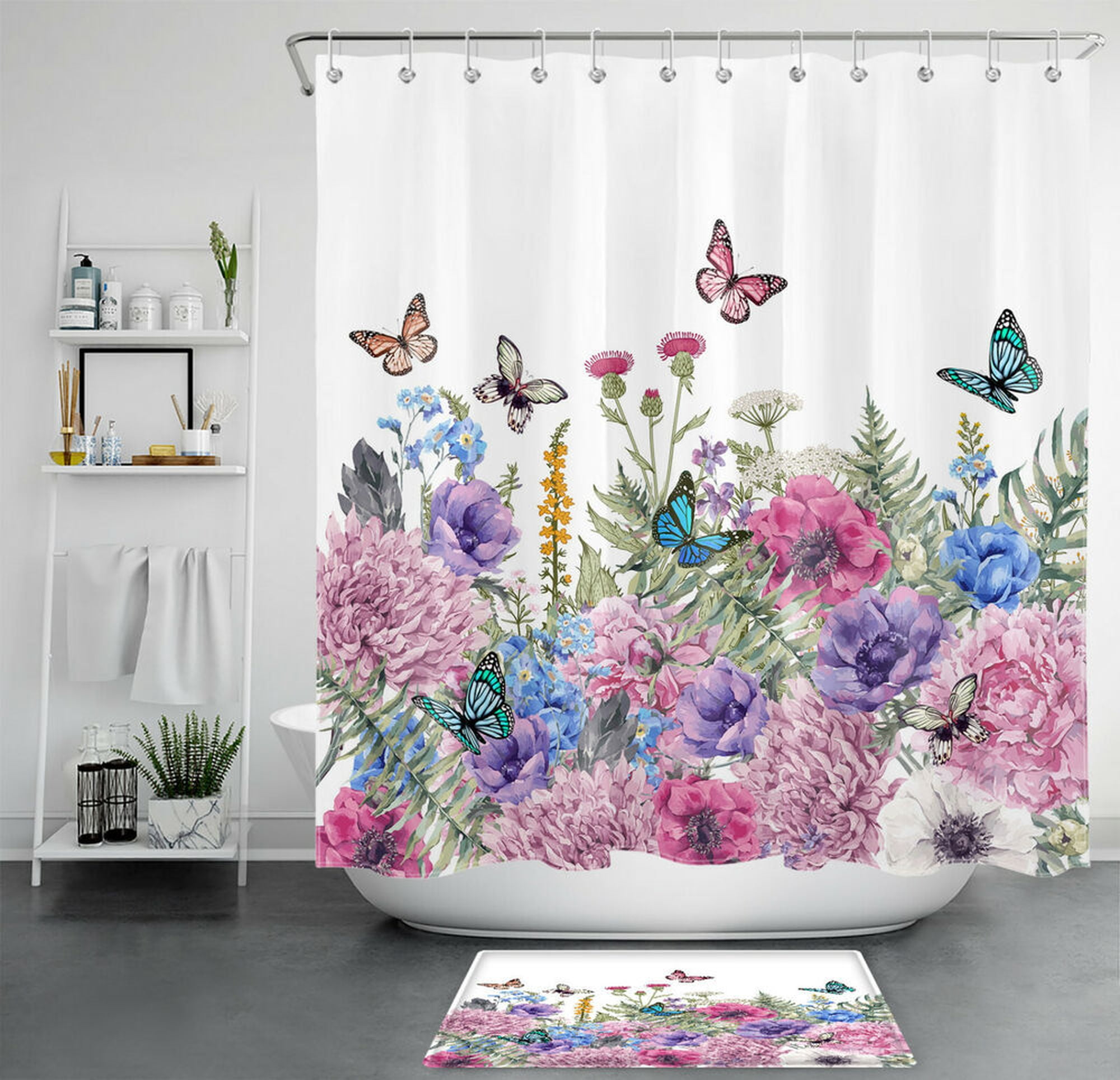 Spring Blossom Butterfly Shower Curtain - Transform Your Bathroom with ...