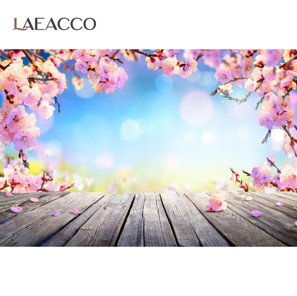 Spring Blossom Cherry Flowers Petal Polka Dots Dreamy Scenic Planks ...