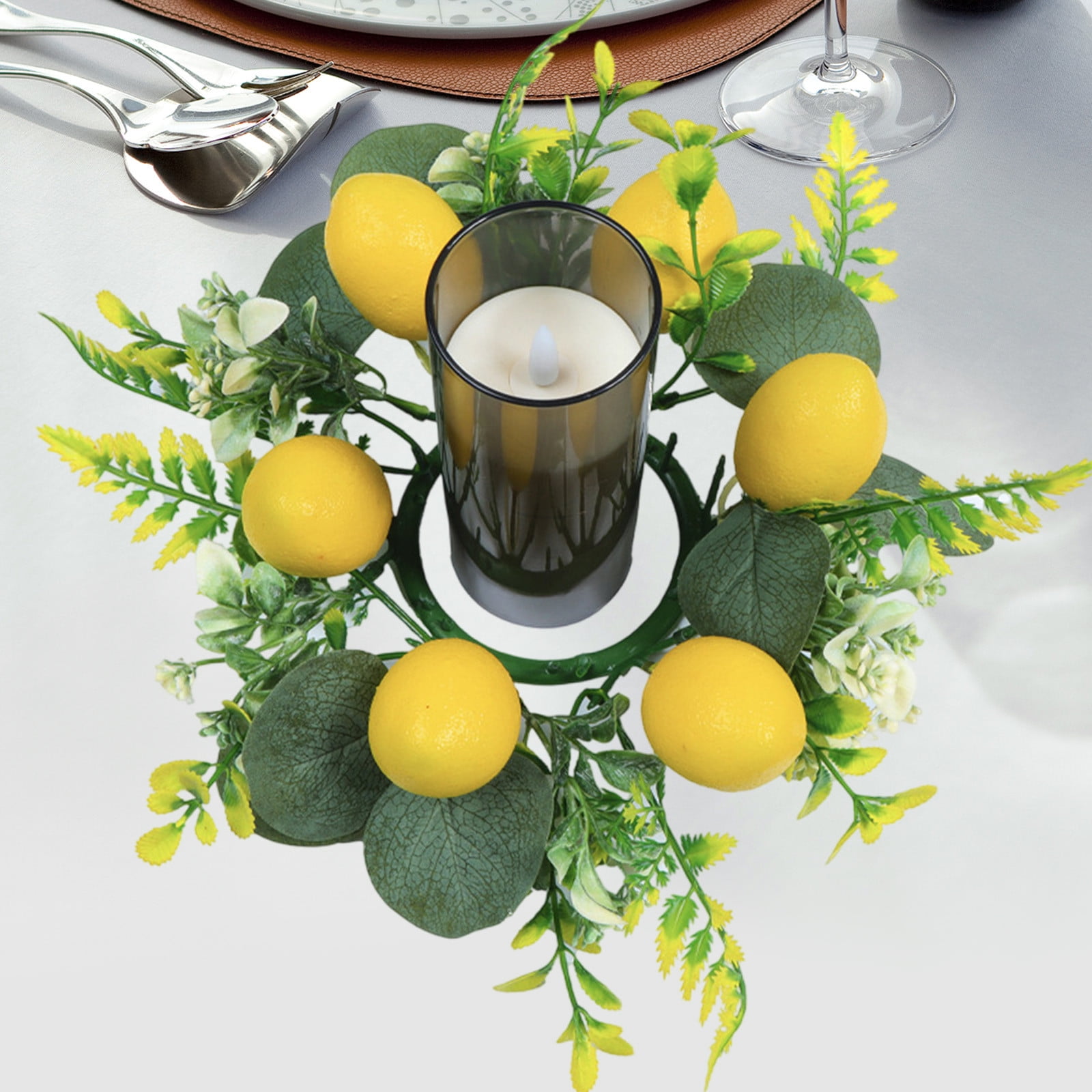 Spring Blossom Lemon Candle,Realistic Flower Wreath,Scented Home Decor ...