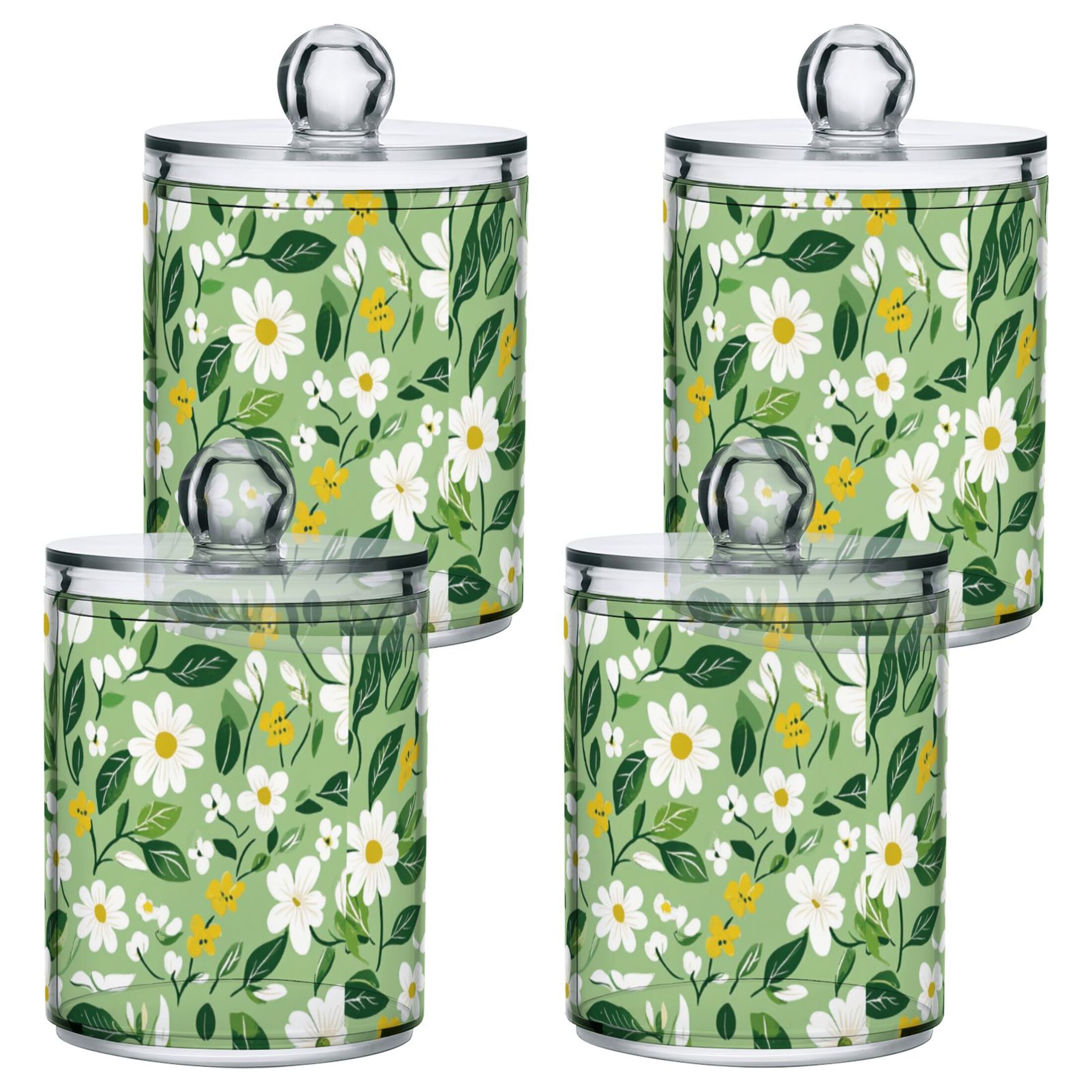 Spring Blossom Medley Bathroom Canisters Set of 4 Translucent Plastic ...