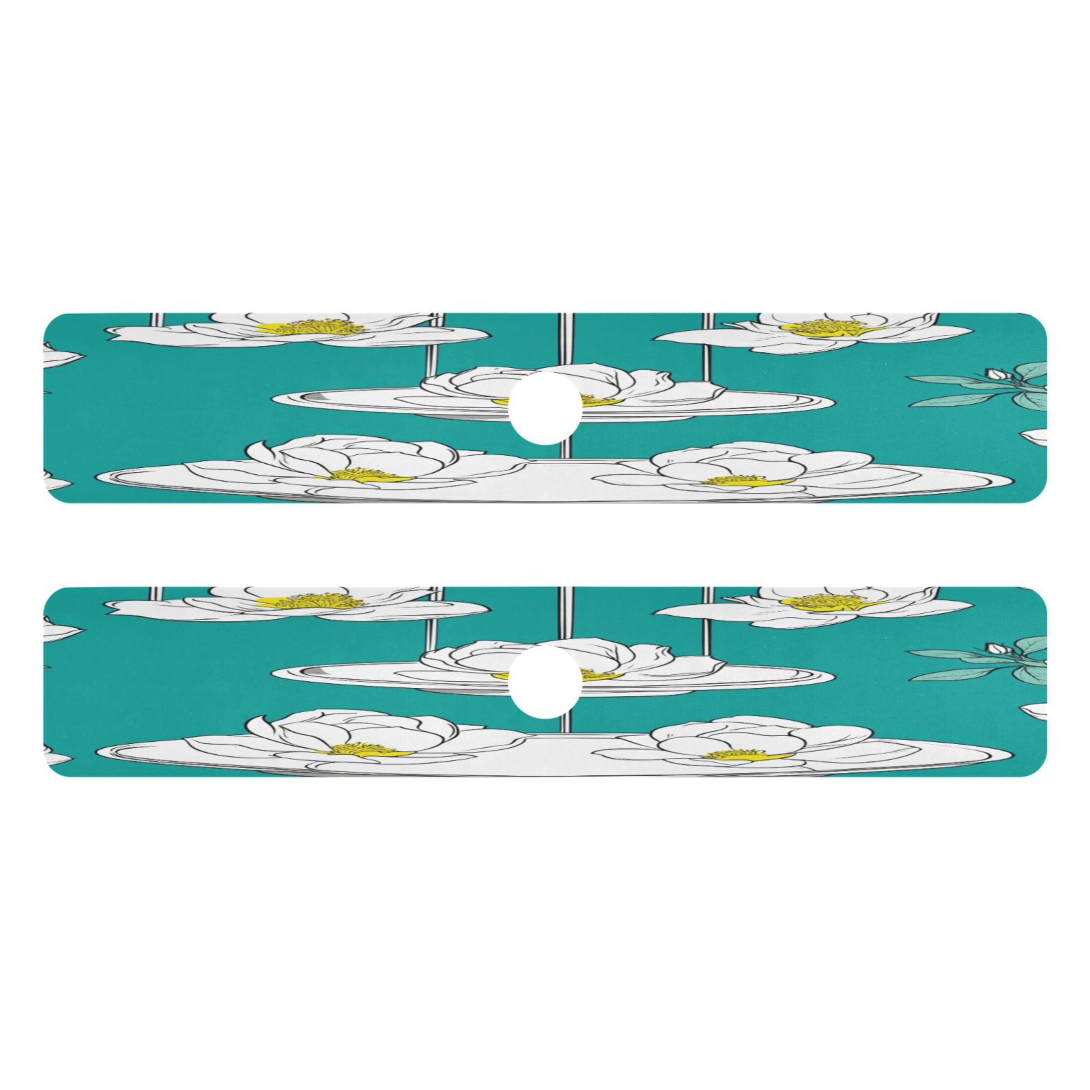 Spring Blossoms on Dishes Extra Long Silicone Algae Sink Mat 30x5.4in 2 ...