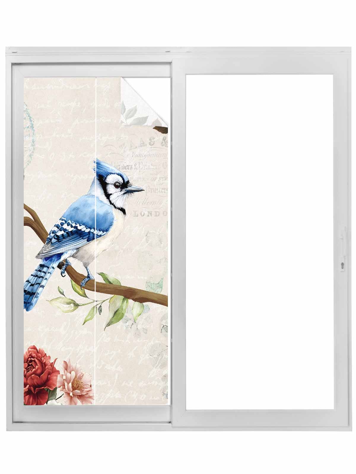 Spring Blue Bird Window Privacy Film Stained Glass Window Film ...