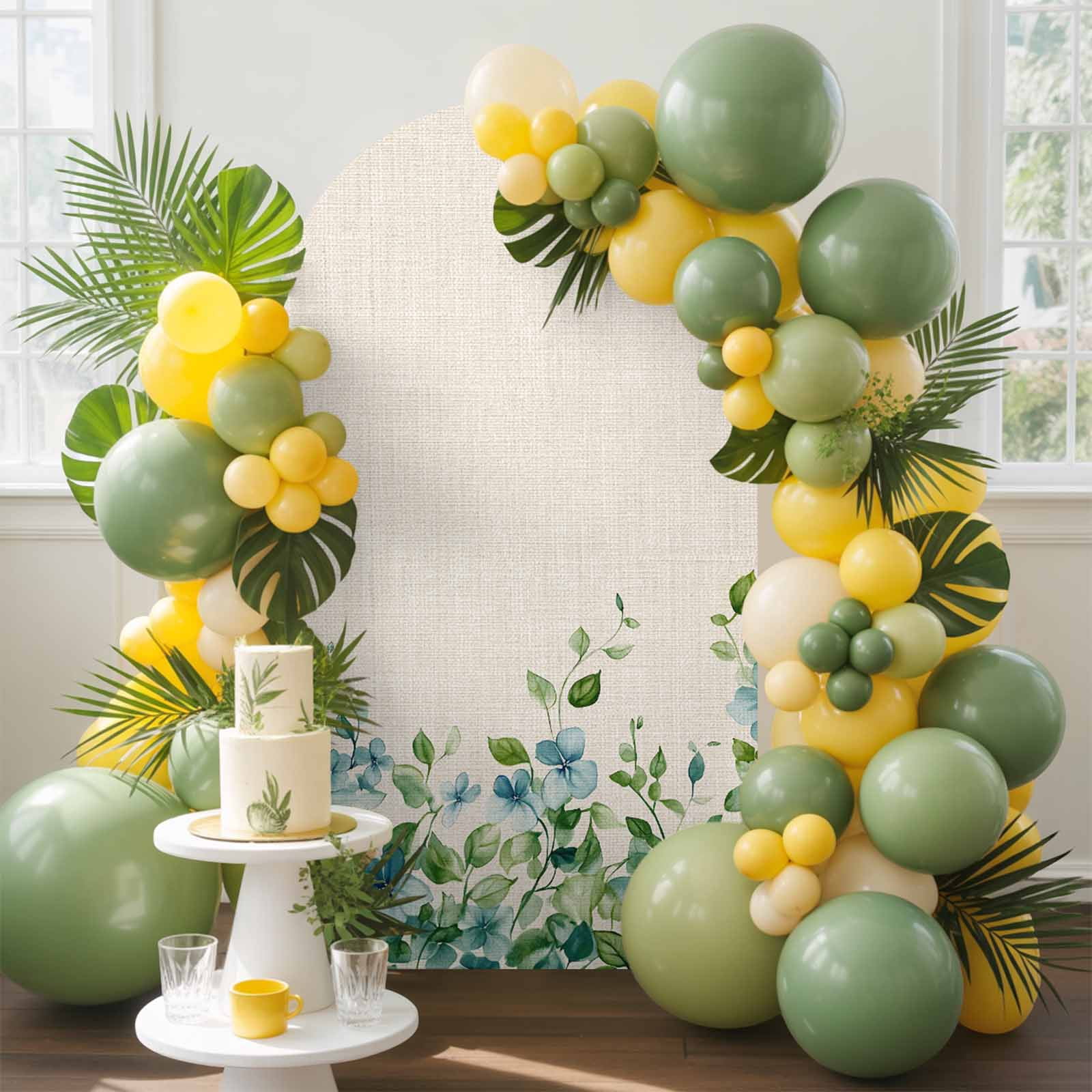 Spring Blue Flower Arch Backdrop Cover, 4FT, Country Watercolor Blue ...