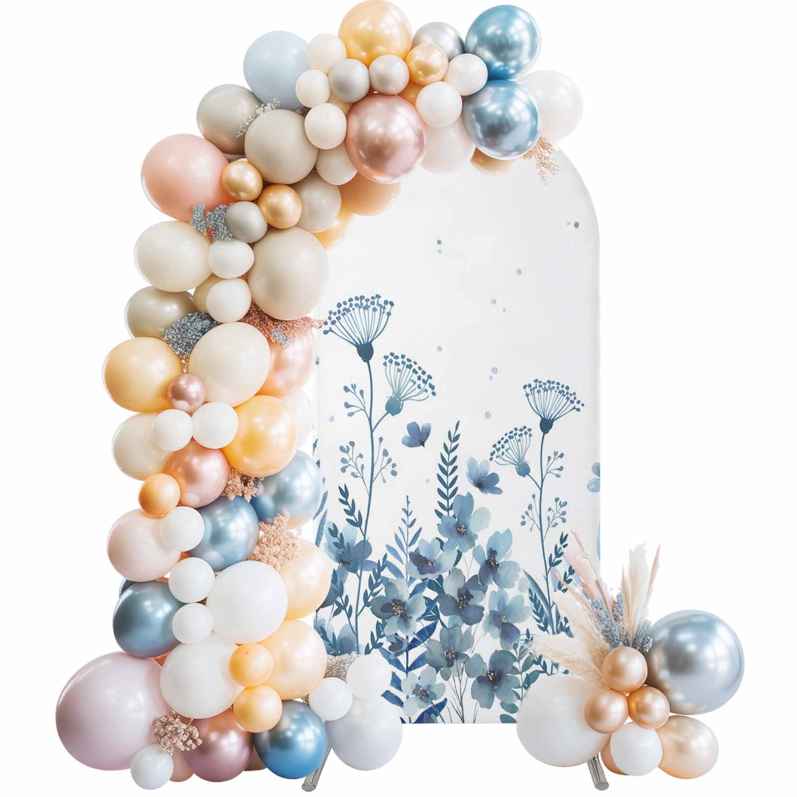 Spring Blue Flower Arch Backdrop Cover 5 FT Country Watercolor Floral ...